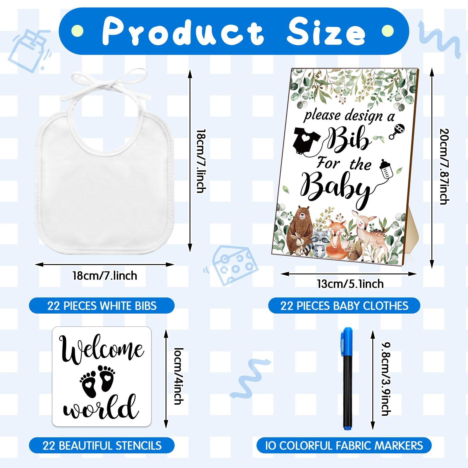 Snapklik.com : Newwiee 55 Pcs White Bibs For Baby Decorating Design A ...