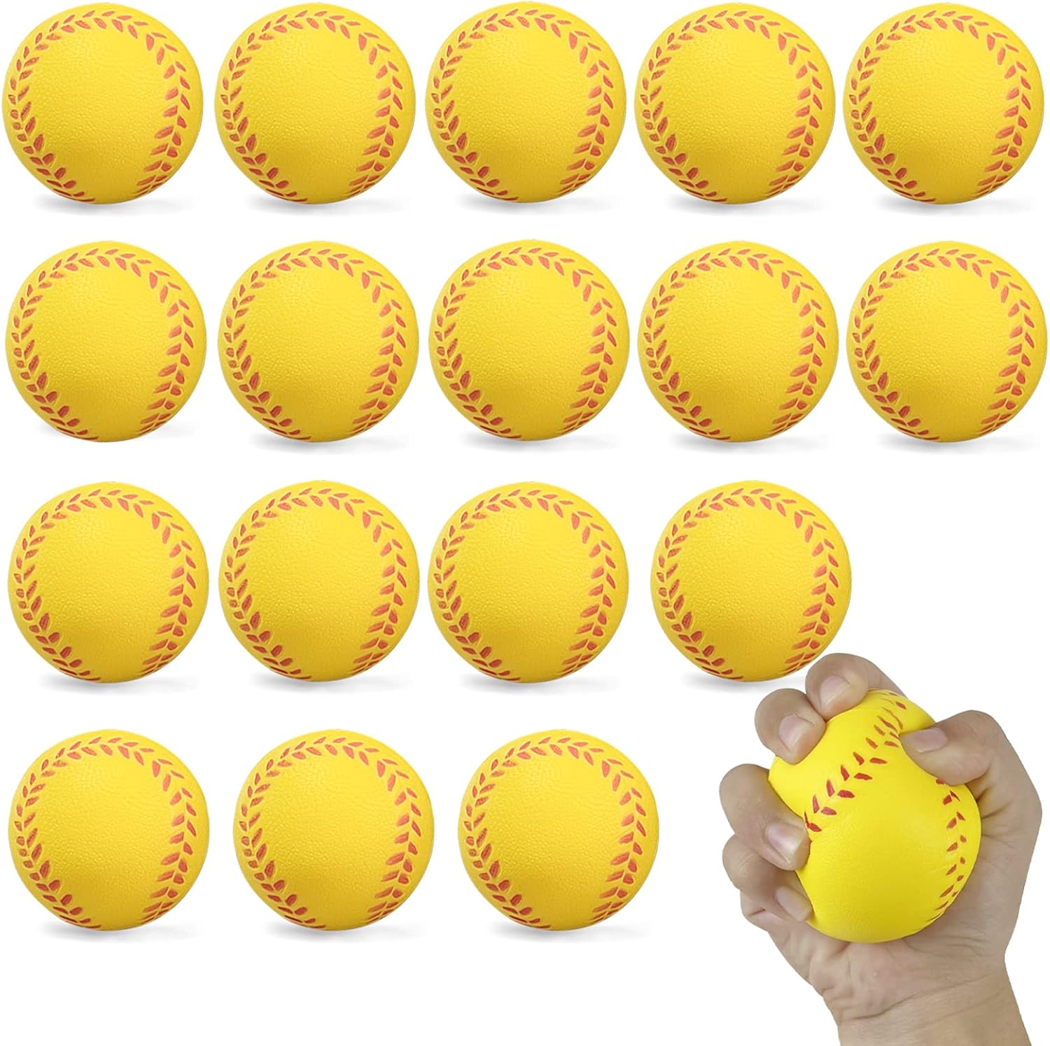 15 Pieces Training Mini Softball Stress Relief Ball for Kids,2.5 Inch ...