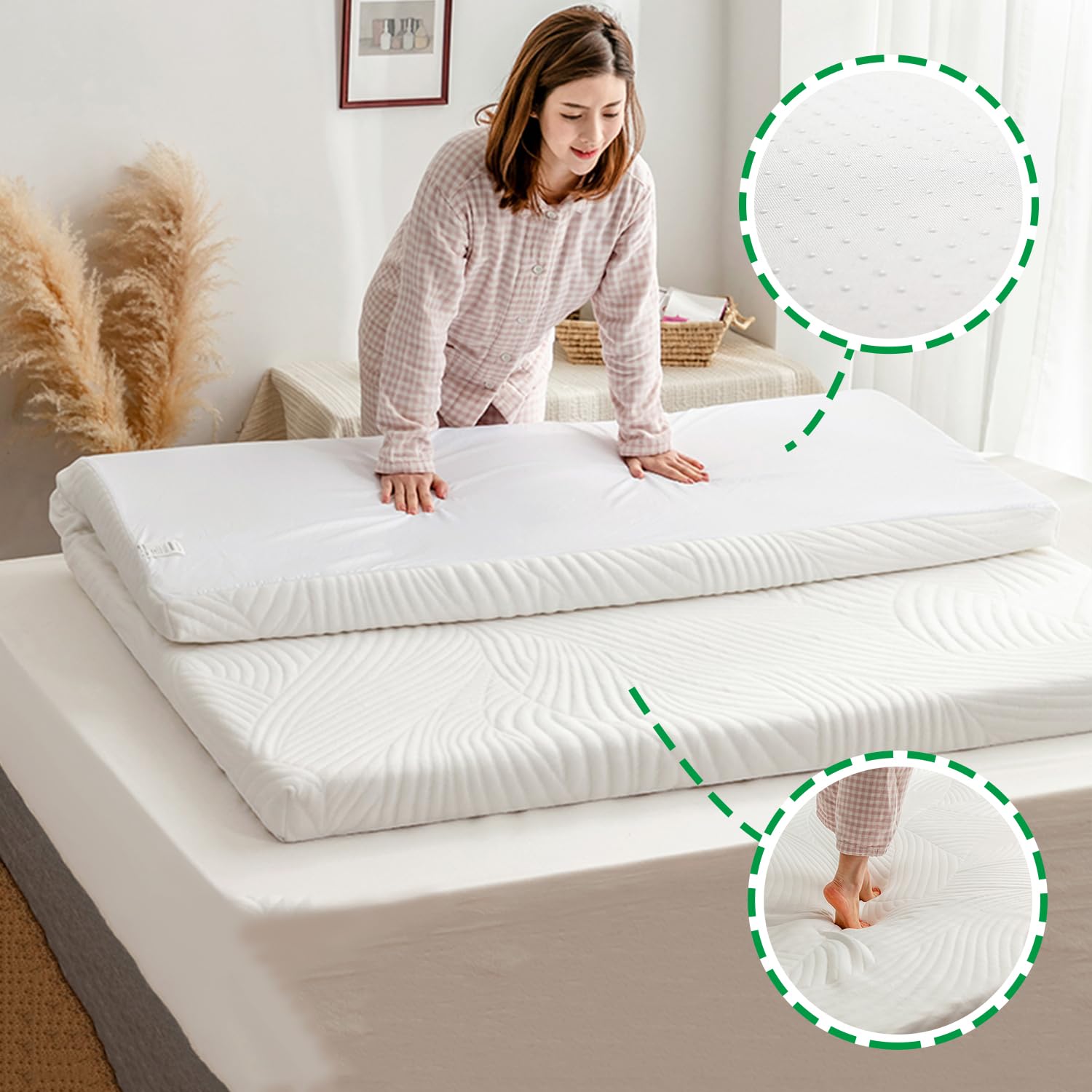 Queen Size Foam Mattress Topper Mattress Pads & Toppers Therapedic