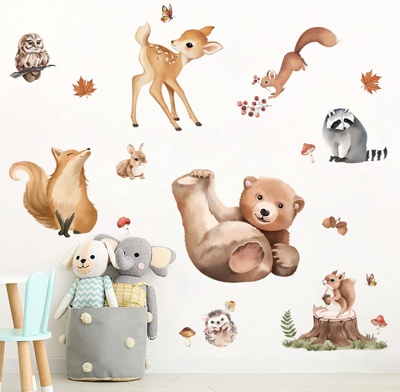 wondever Stickers Muraux Animaux des Bois Autocollants Muraux Mural ...