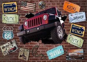 Amazon.com : YYTDY 7x5FT Vinyl Brown Brick Wall Backdrop 3D Jeep Card ...
