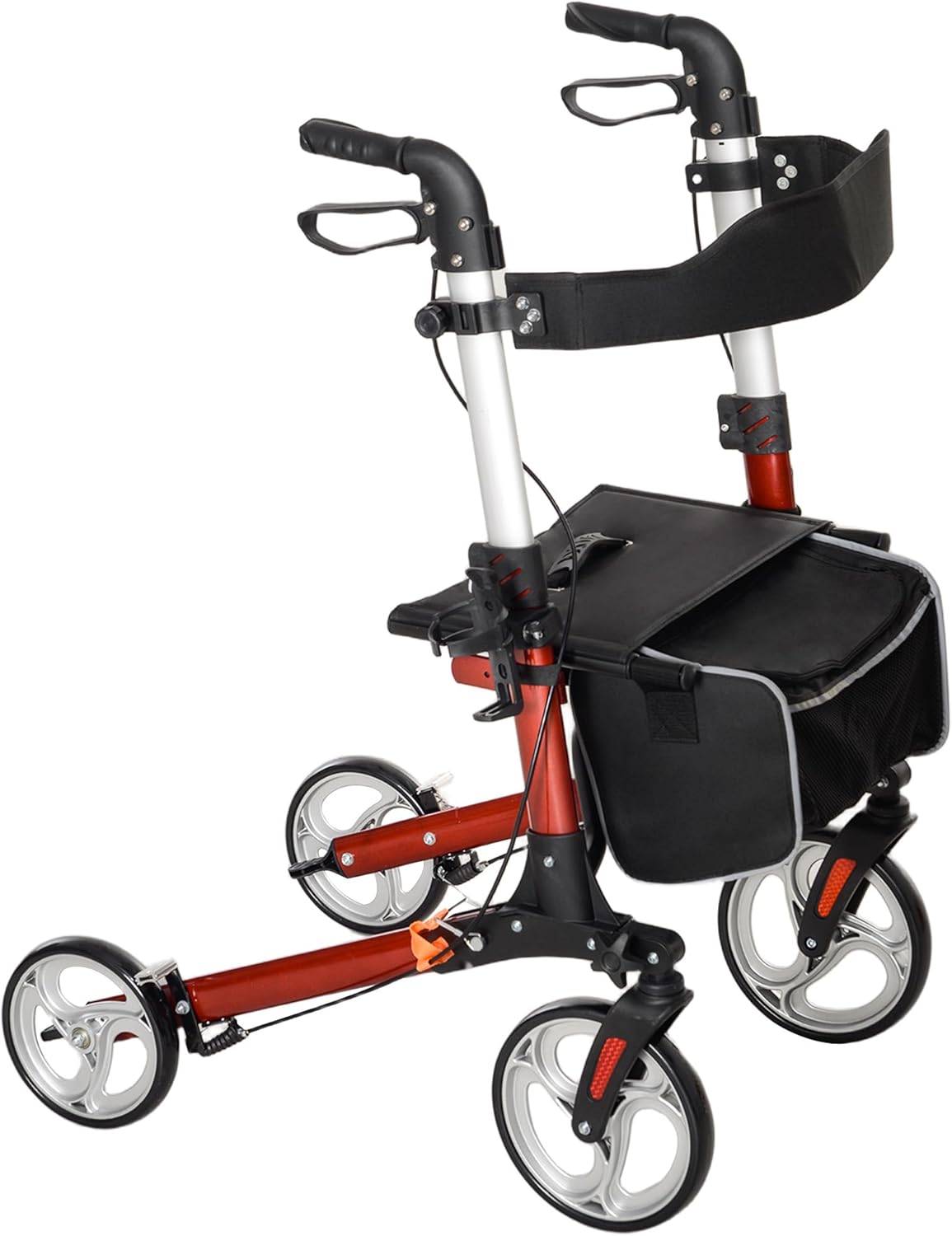 HOMCOM Folding Rollator Walker with Seat and Backrest, for Tall Over 6 ...