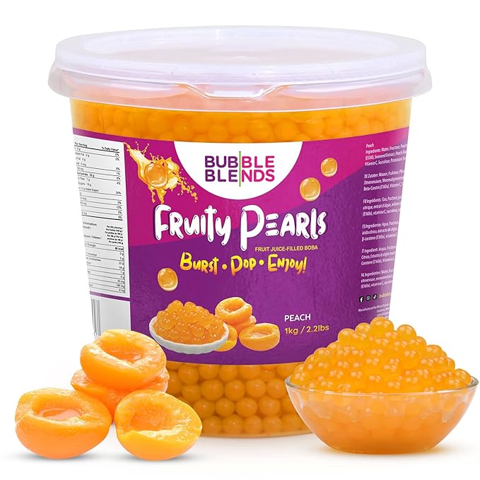 Amazon.com: Bubble Blends Peach Popping Boba (2.2lbs) - Popping Pearls Non-Dairy, 100% Fat-Free ...