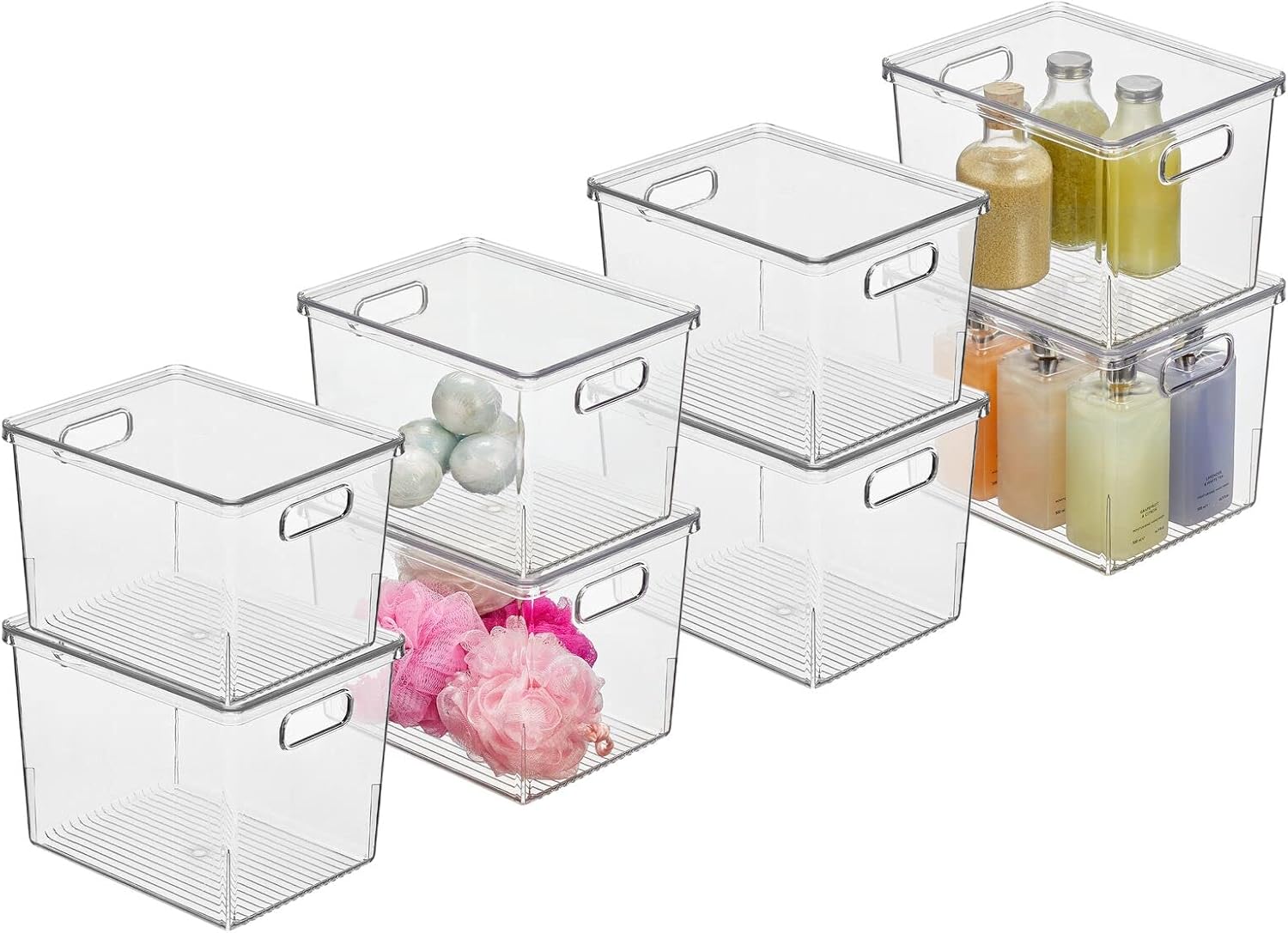 Amazon.com: mDesign Deep Plastic Stackable Bathroom Cabinet Storage Bin ...