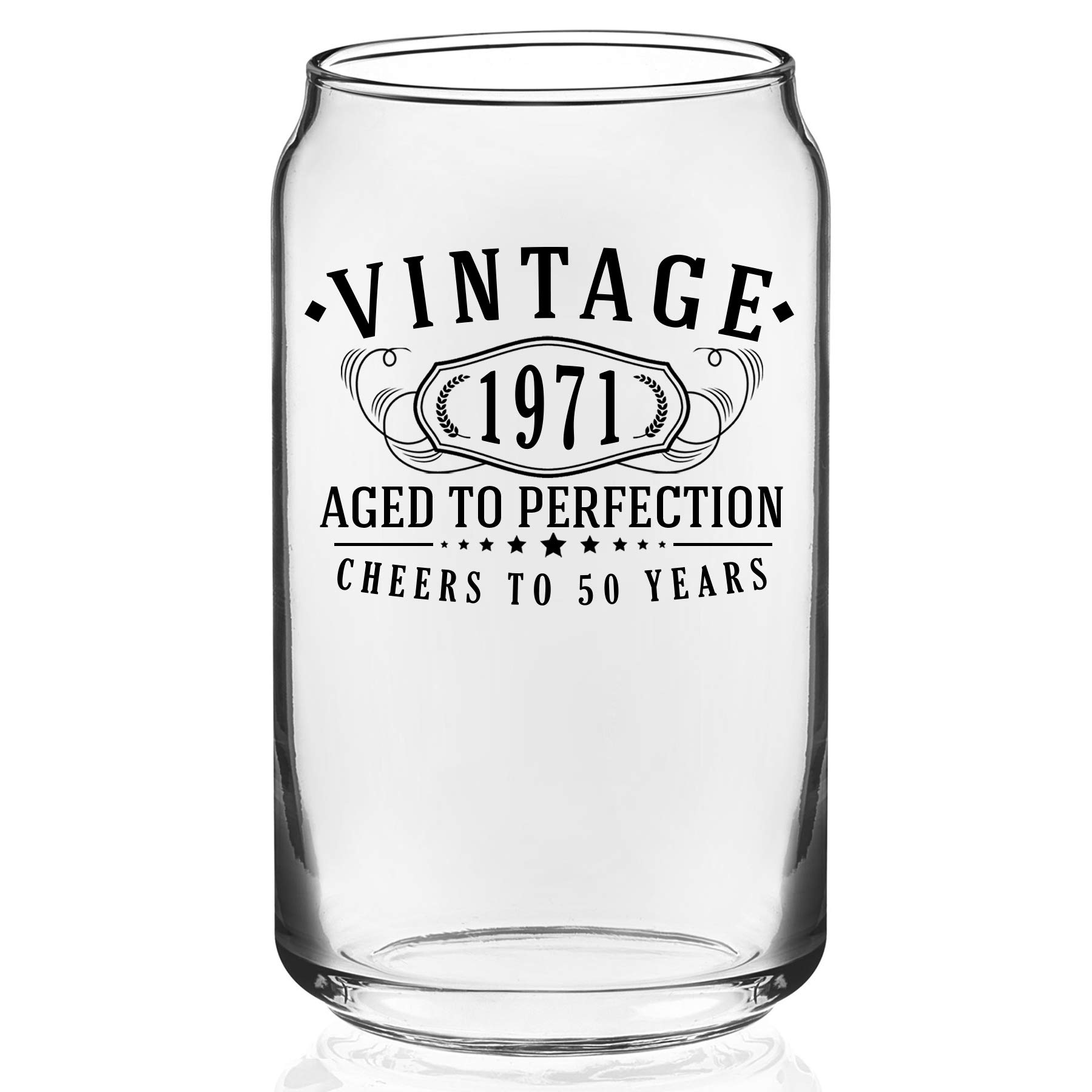 Buy Vintage 1971 Printed 16oz Glass Can 50th Birthday Aged To