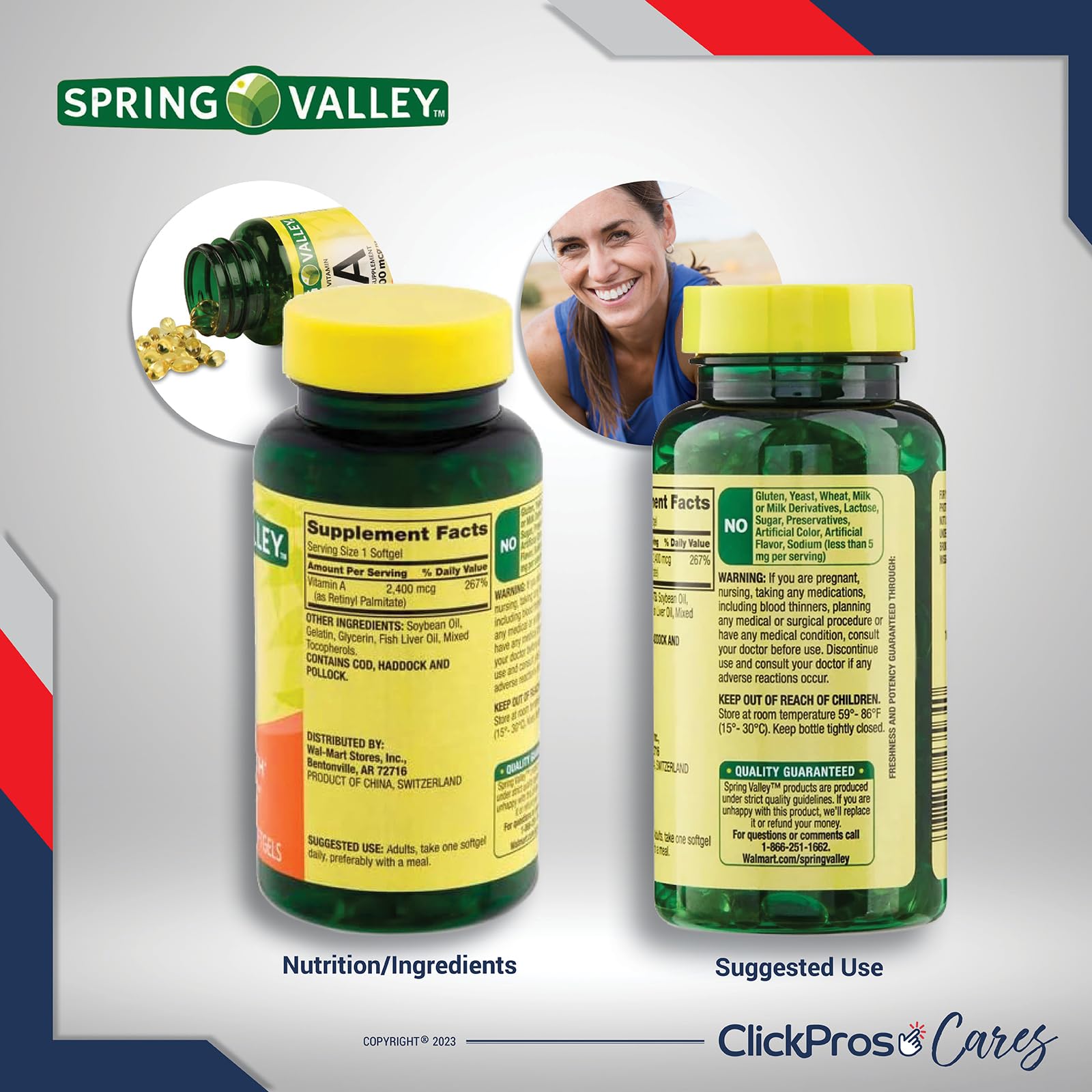 Snapklik.com : Spring Valley Vitamin A Softgels, 2400 Mcg Bundle 250 ...
