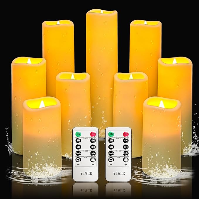 Amazon.com: YIWER LED Waterproof Plastic Flameless Candles,Battery ...