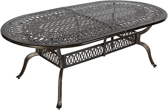 Amazon.com: MEETWARM Outdoor 84" Oval Patio Dining Table, All Weather ...