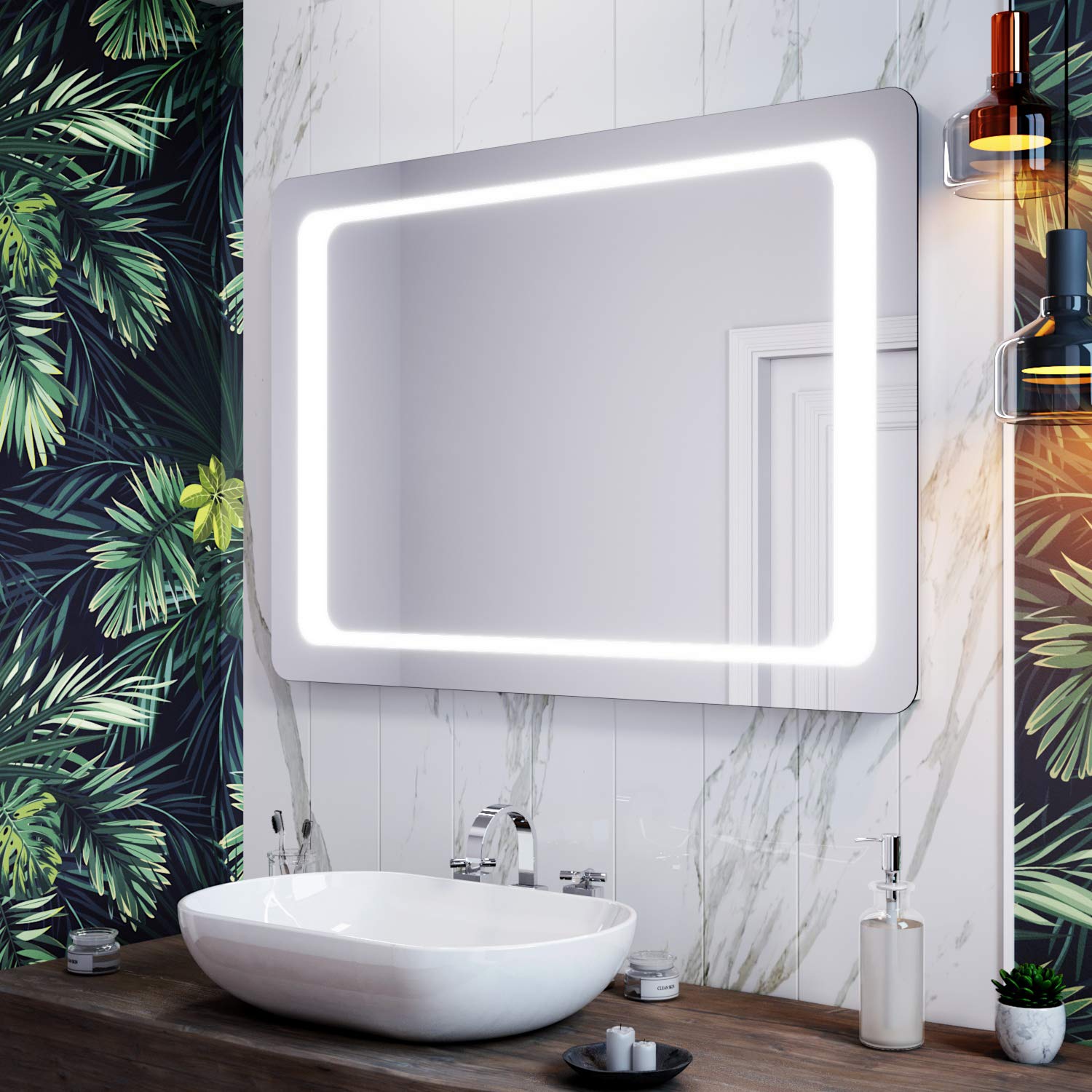 Buy ELEGANT Modern Bathroom Mirrors 1000 x 700 mm Illuminated LED ...