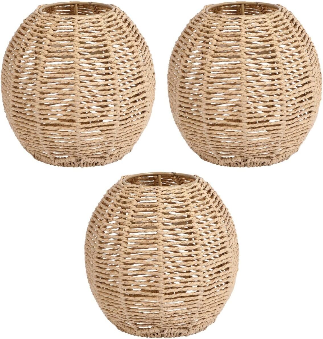 3 Pack Rattan Lamp Shade Small Boho Shades Replacement - Pendant Sconce ...