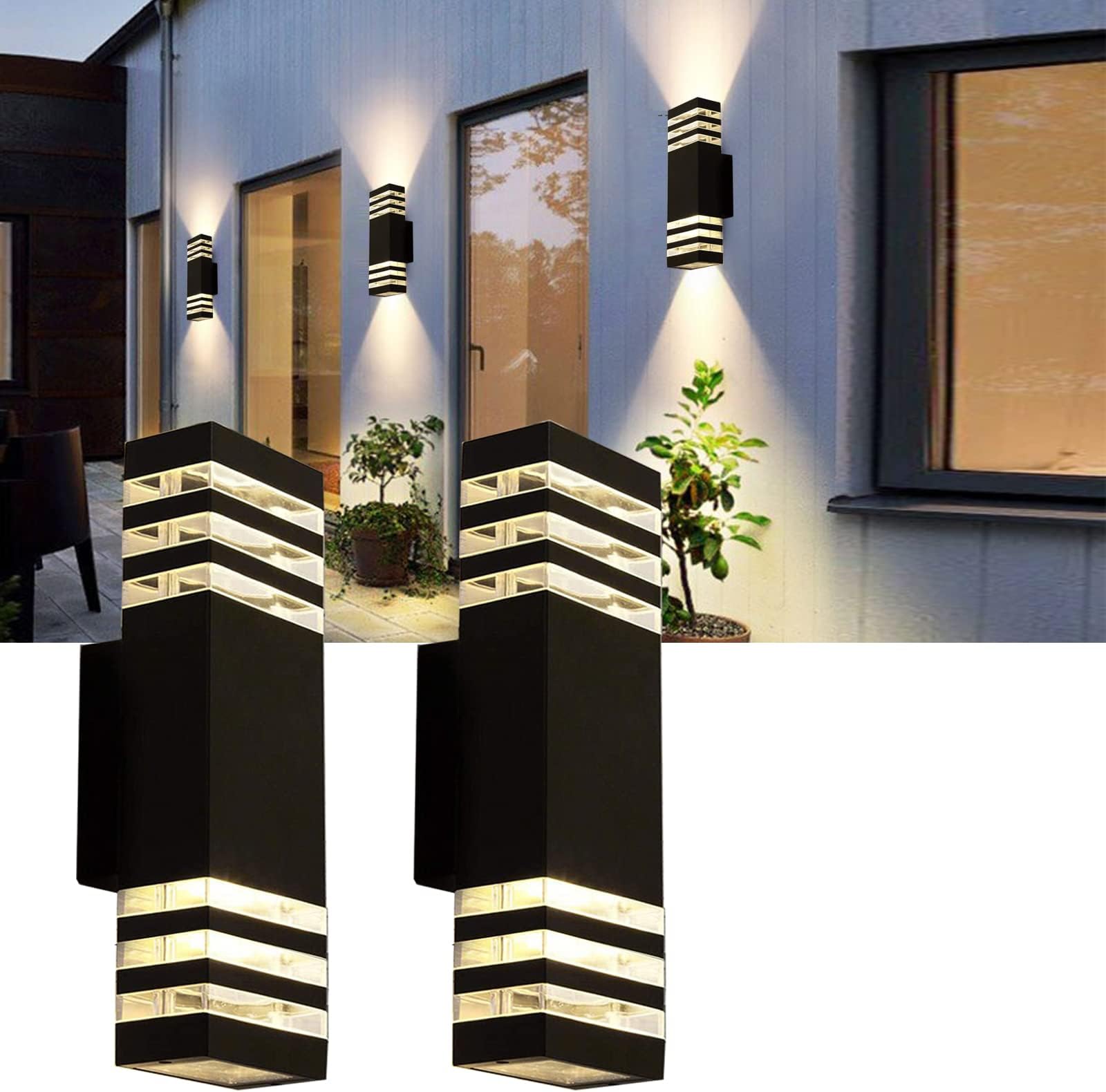 TUORD 2Pack 15inch Outdoor LED Wall Lights,4000K Day White Outdoor 18W ...