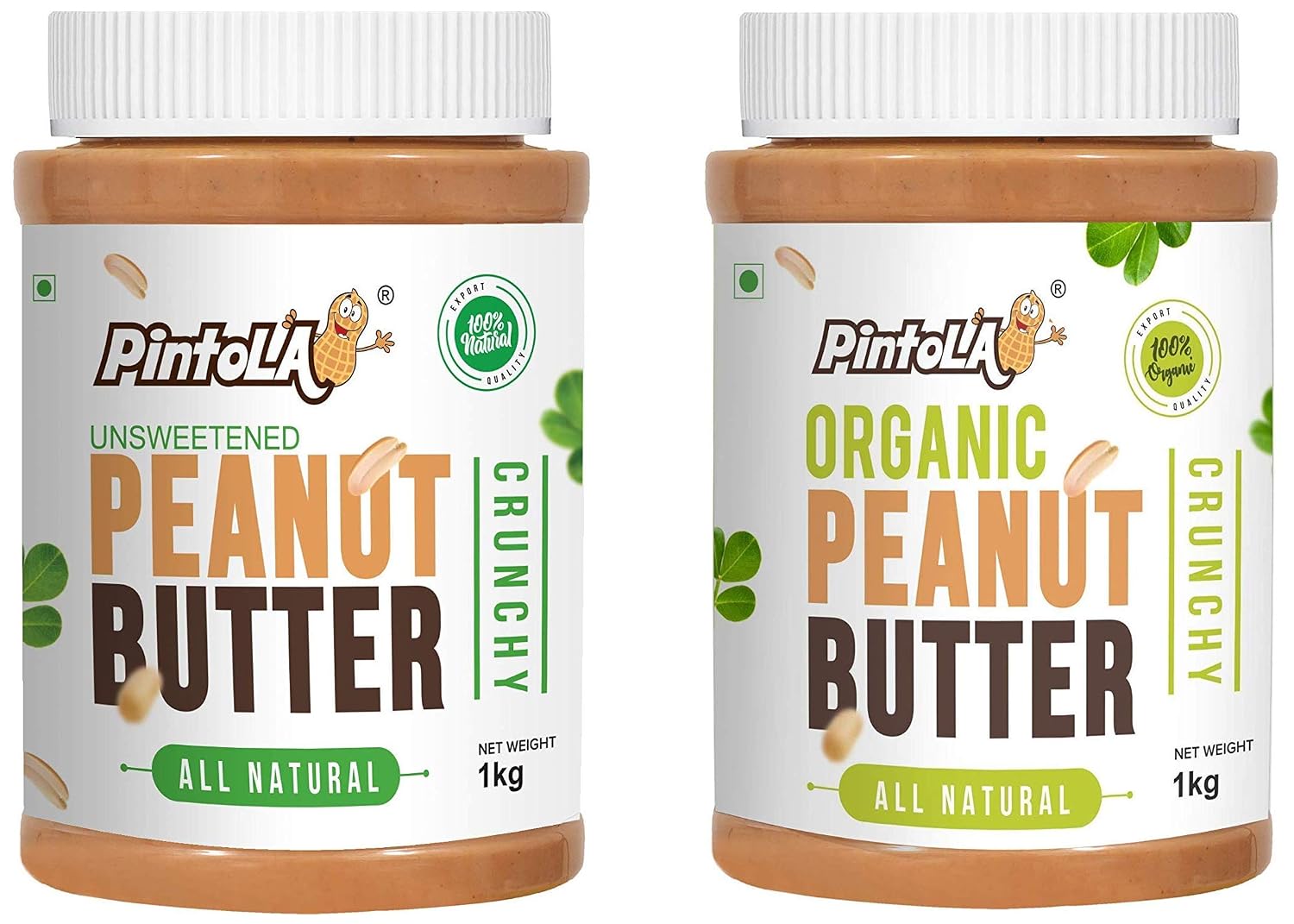 Pintola All Natural Peanut Butter (Crunchy) (1 kg) (Unsweetened, Non ...