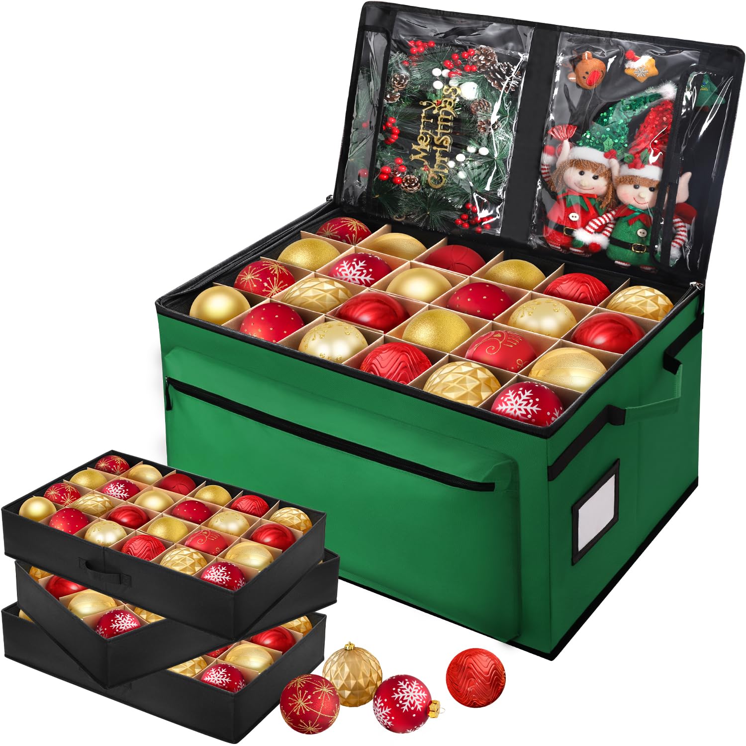 Amazon.com: LHMTQVK 72-4" Large Christmas Ornament Storage Box, 600D ...