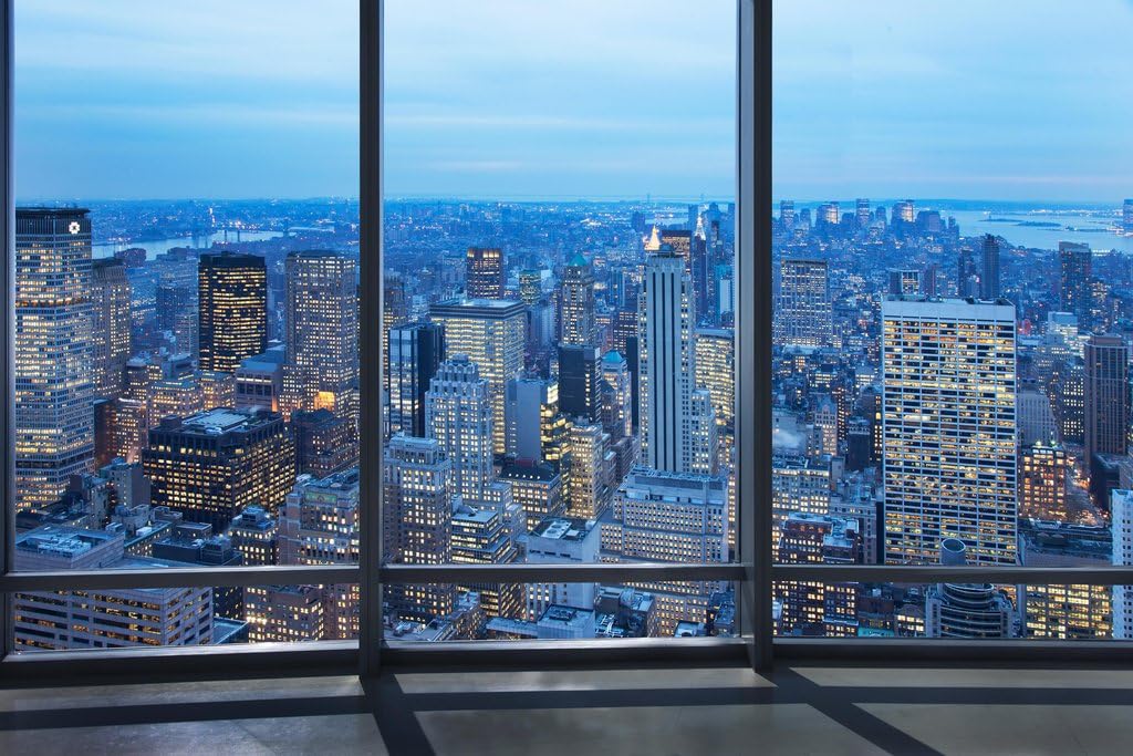 Amazon.com: New York City Skyline Through Window at Dusk Photo ...