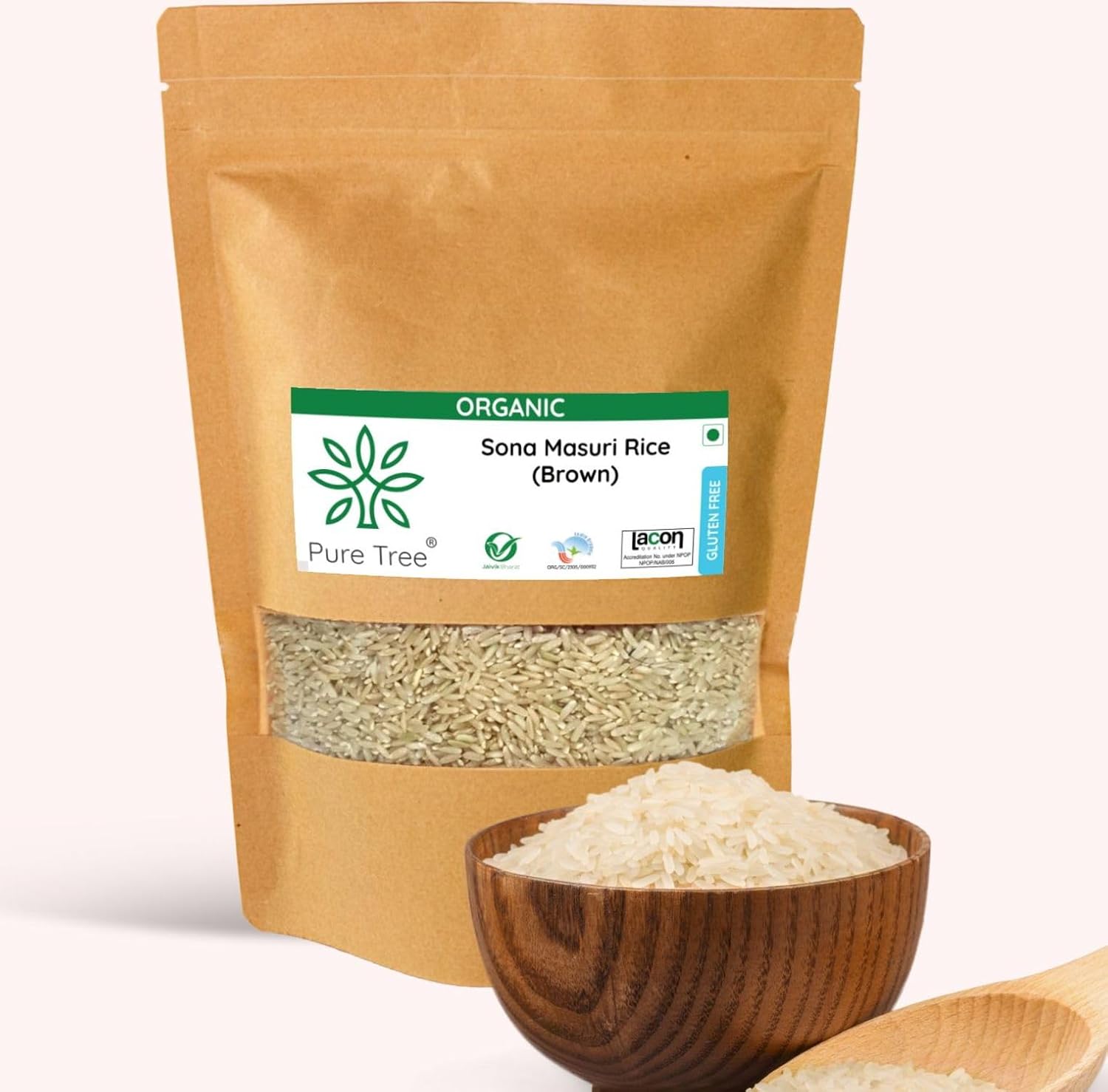 Pure Tree Certified Organic Sona Masoori Brown Rice | 4800 g | Organic ...