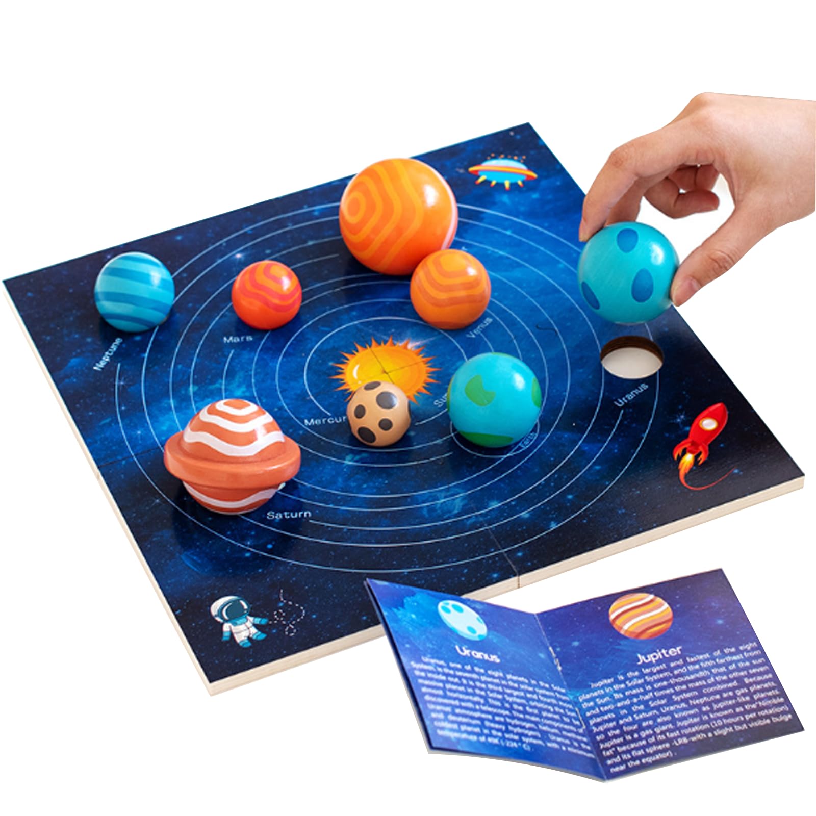 Amazon.com: Adena Montessori Wooden Solar System Model Board for Kids ...