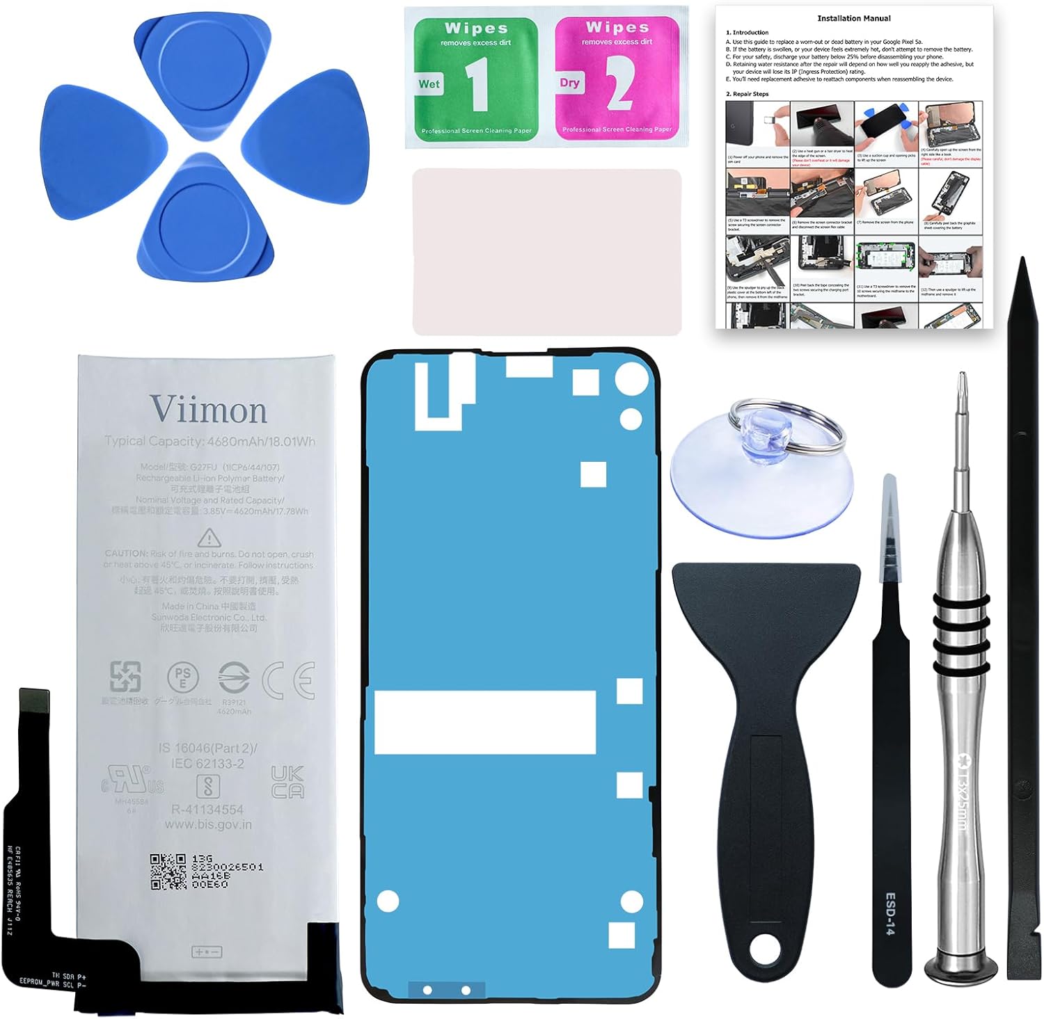 Amazon.com: Viimon for Pixel 5a Battery Replacement Kits Compatible ...