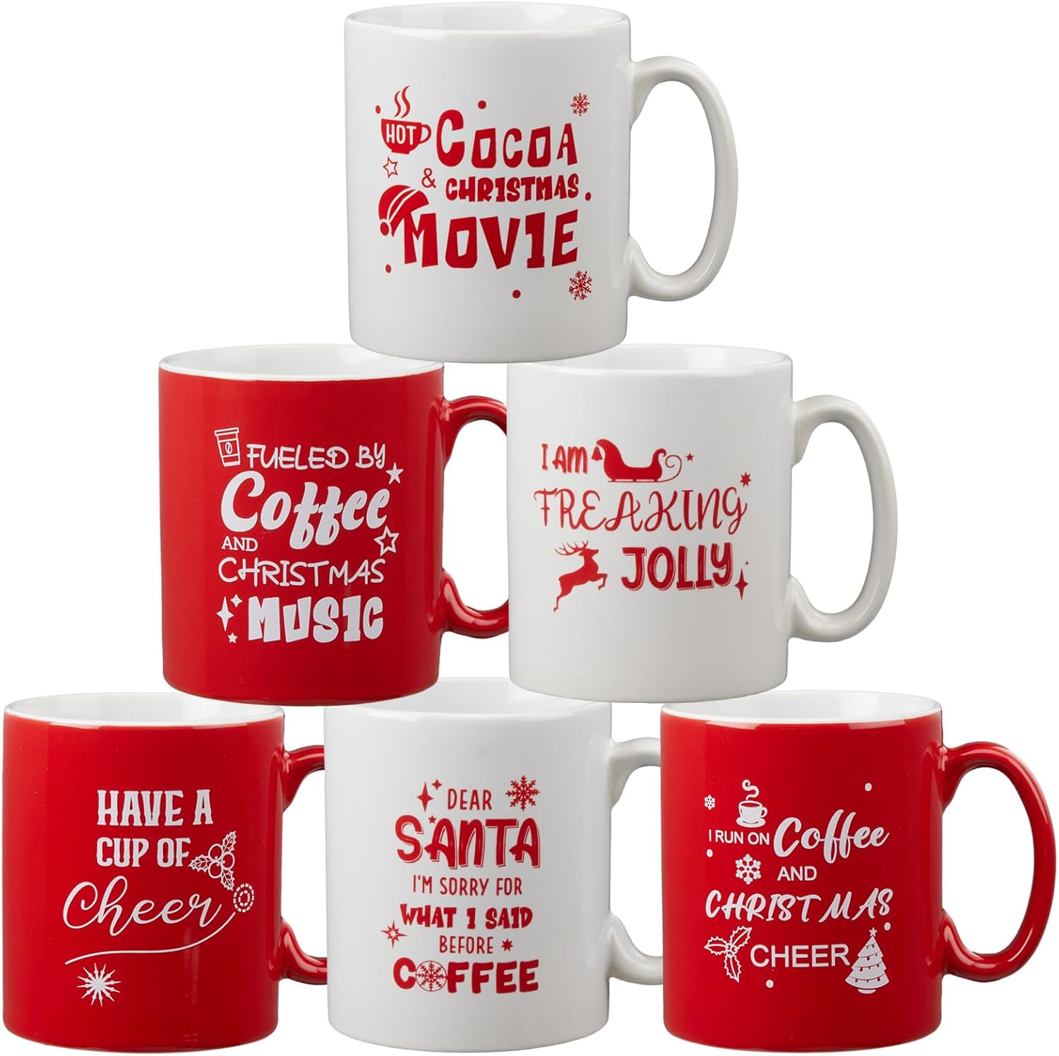 Amazon.com: Maxcheck 6 Pcs Funny Christmas Coffee Mug Ceramic Reusable ...