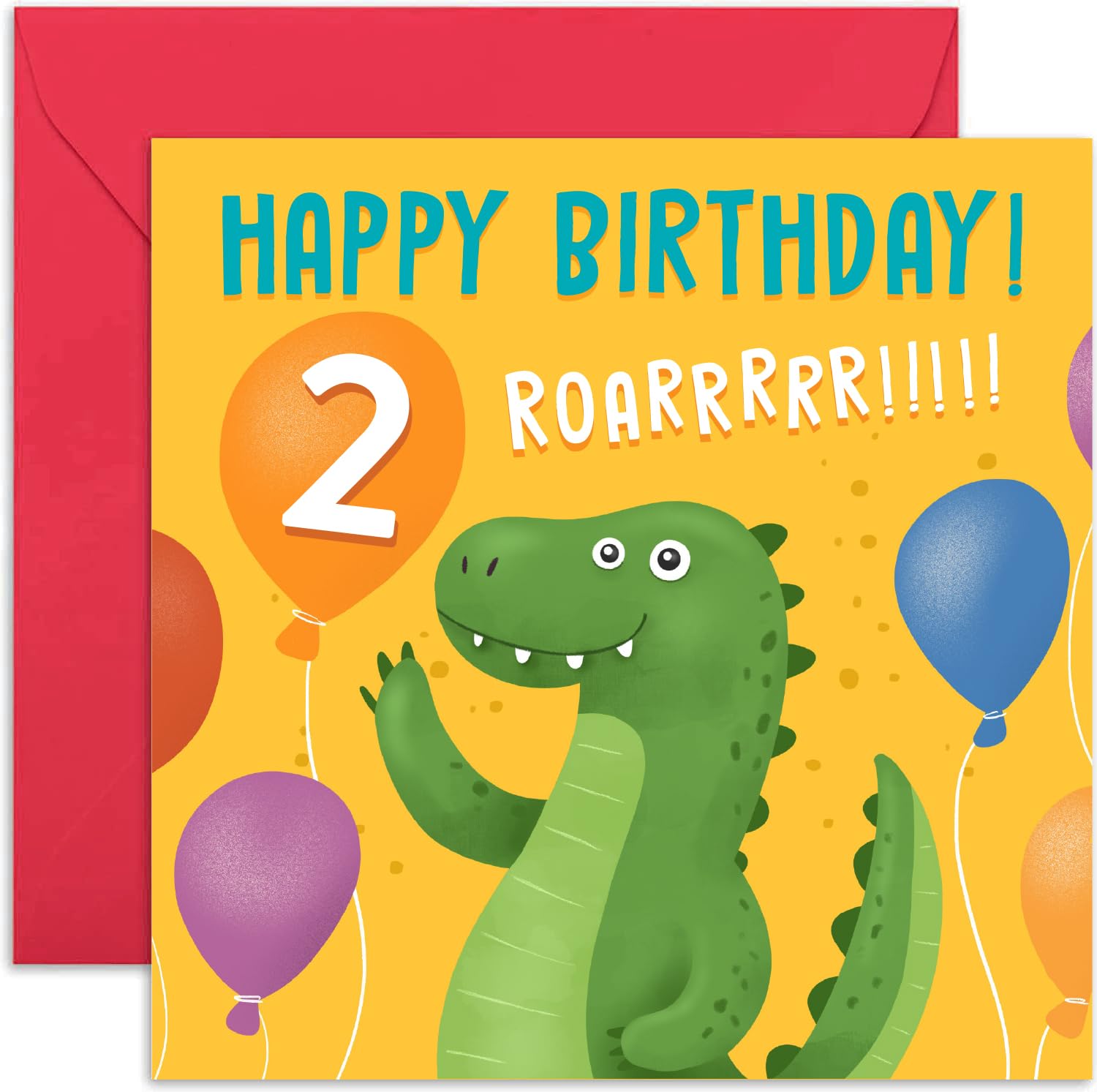 Amazon.com : Dinosaur Birthday Card for Boy or Girl - 2nd Children ...