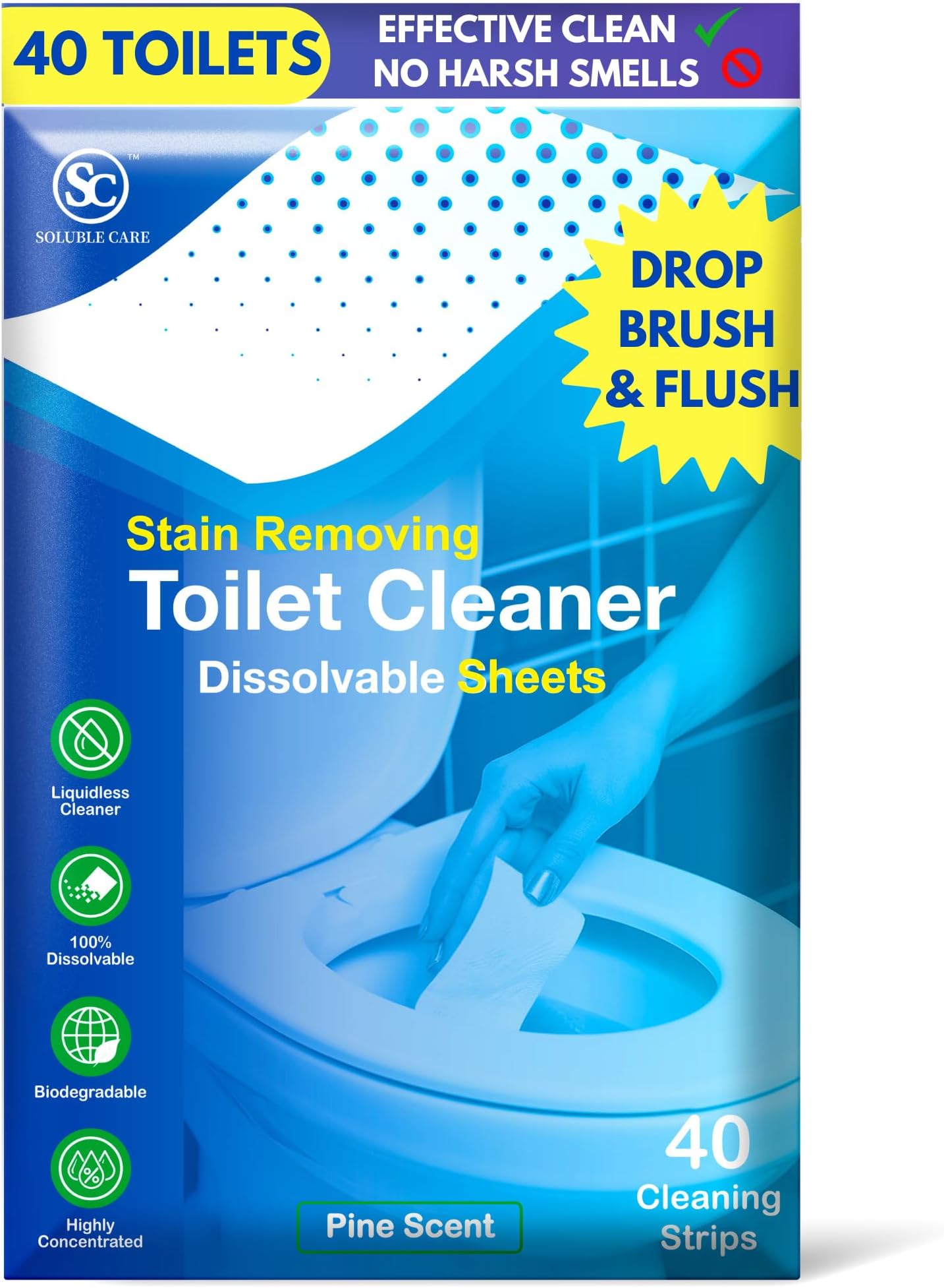 Amazon.com: Soluble Care: Dissolvable Toilet Bowl Cleaner Sheets (No ...