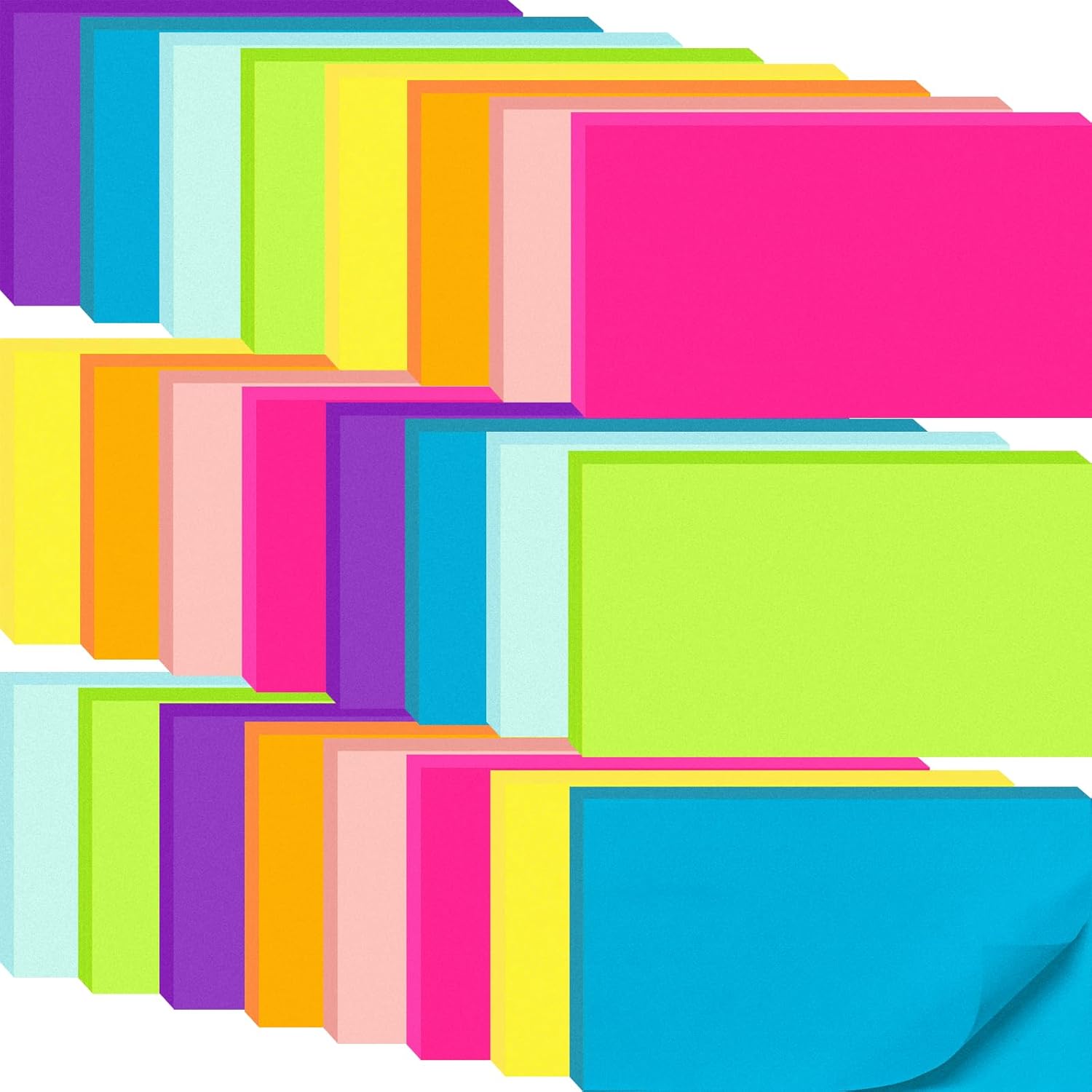 Amazon.com : 24 Pack 1200 Sheets Sticky Notes 3x5 Bright Color Self ...