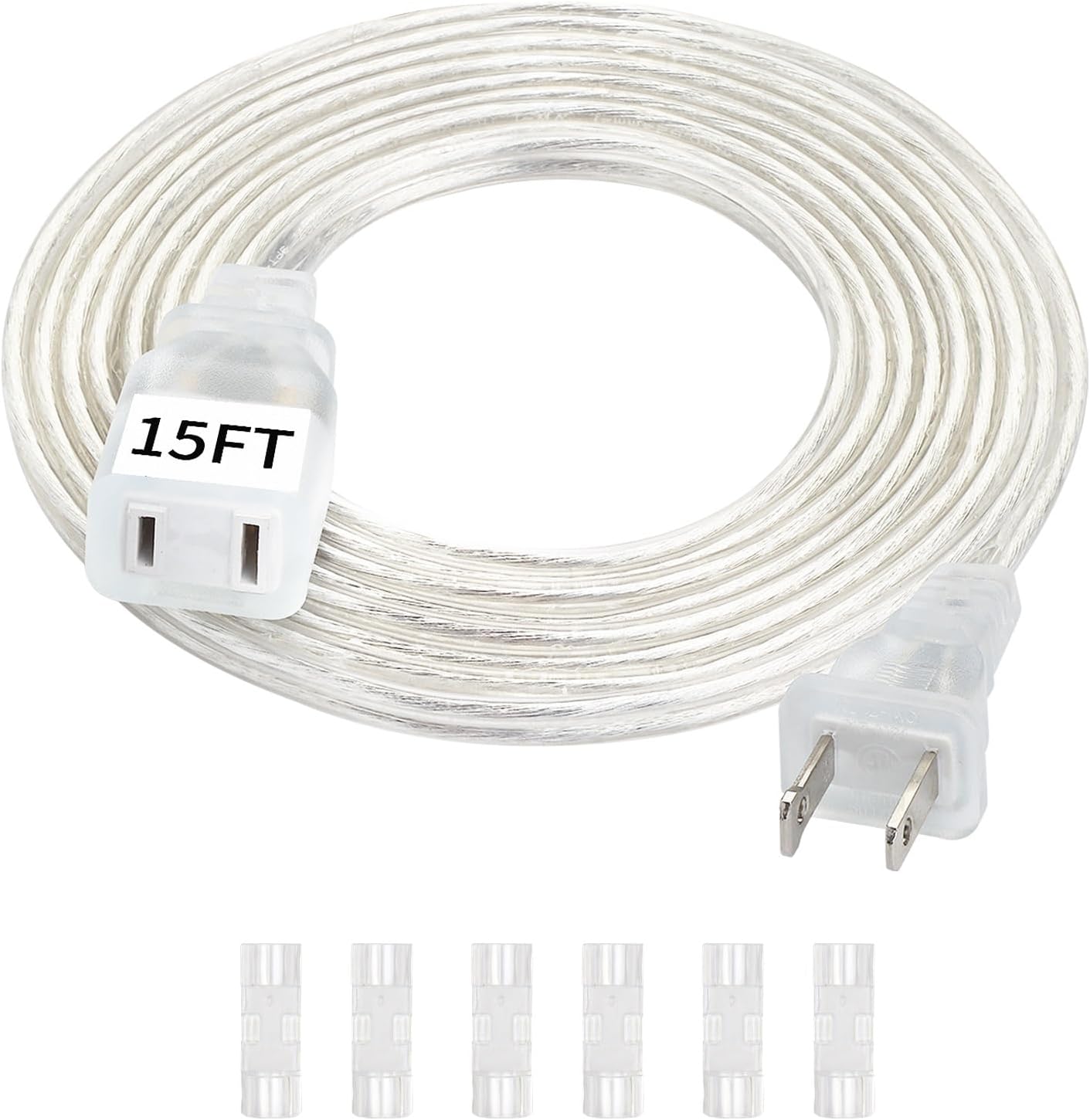 PEESIN Clear Extension Cord 15 FT, UL-Certified Invisible Extension ...