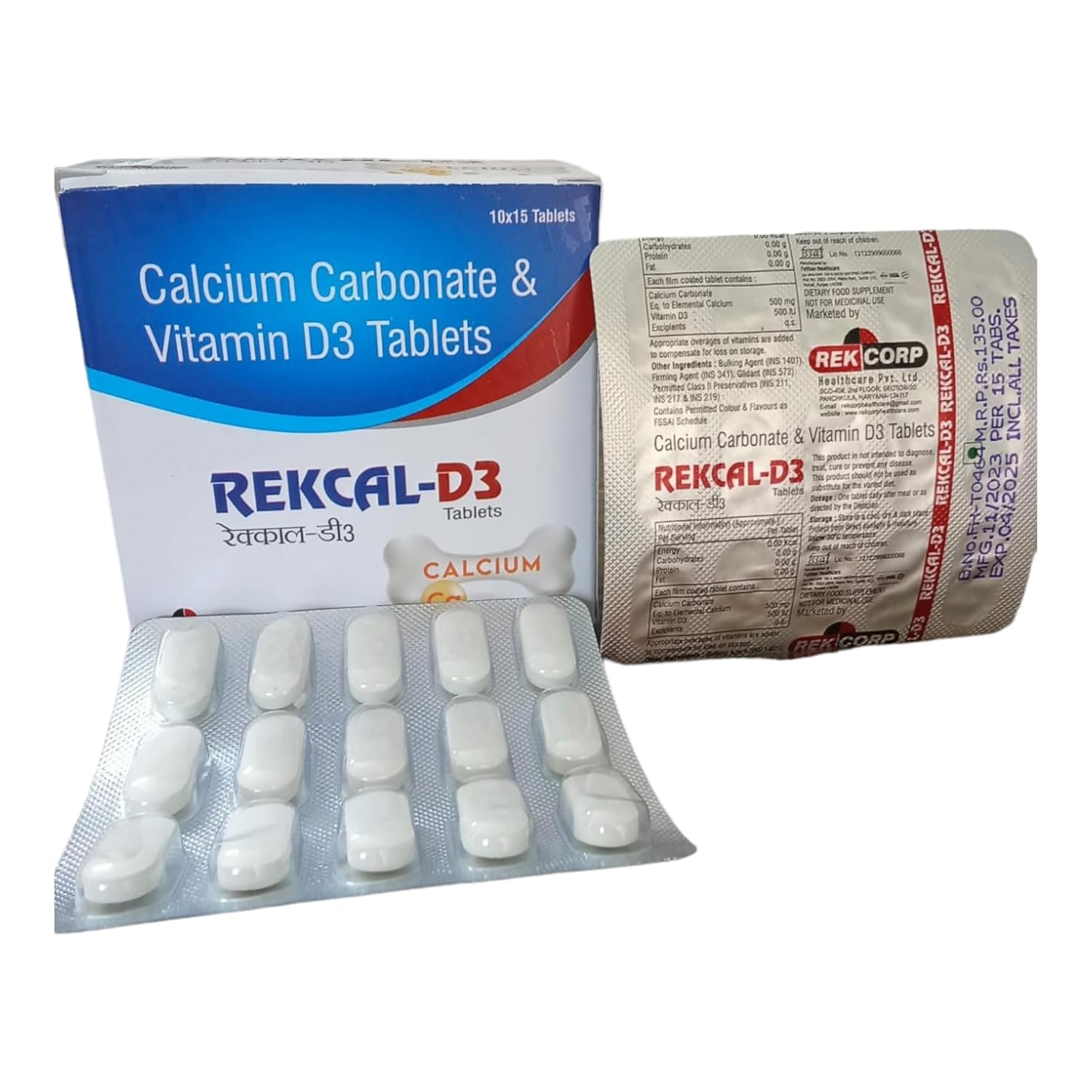 REKCAL-D3 Calcium and Vitamin D3 Tablets For Healthy and Strong Bone ...