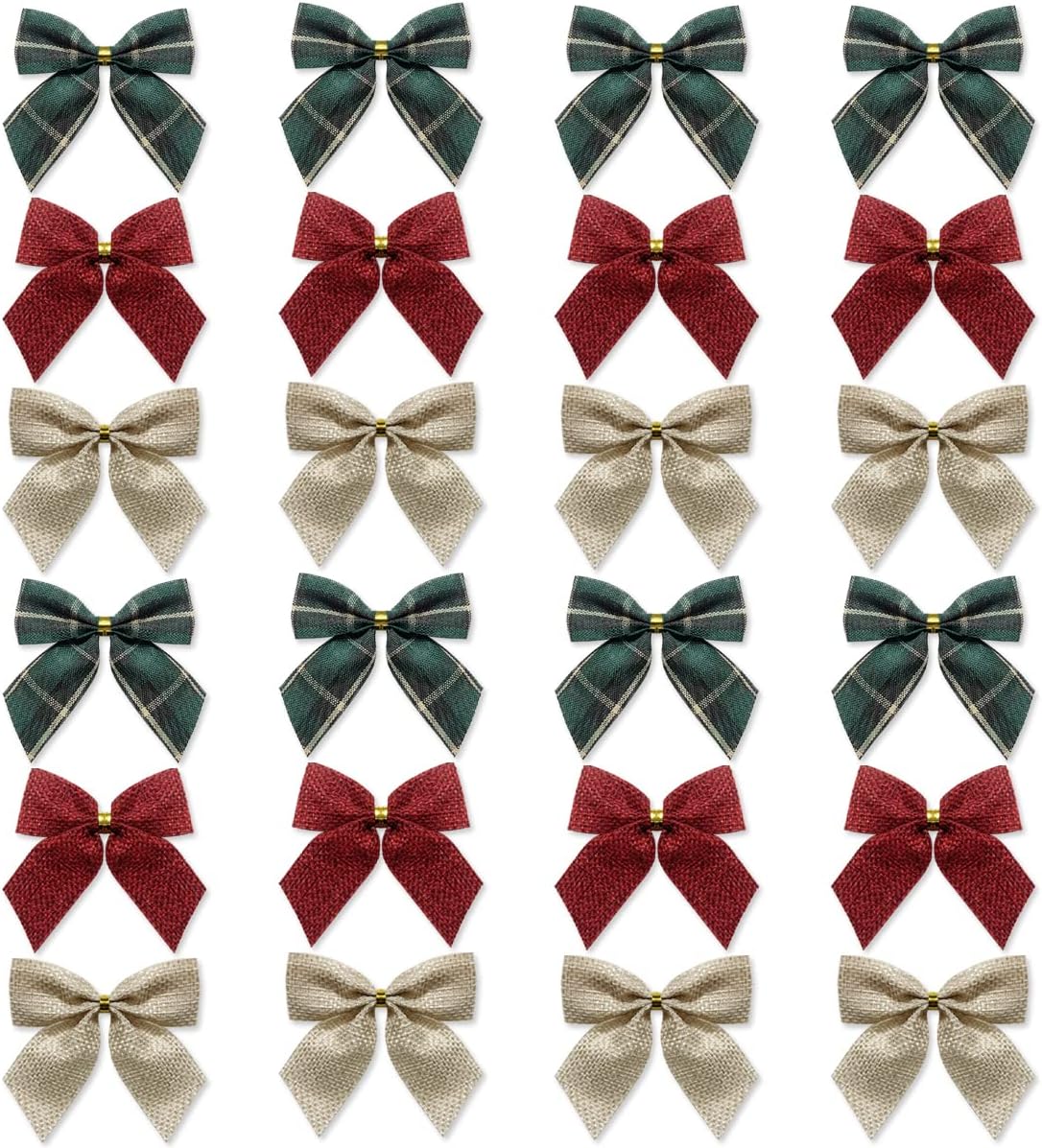 Mini Christmas Bow Decorations, 24 Pcs Colorful Satin Ribbon Christmas ...