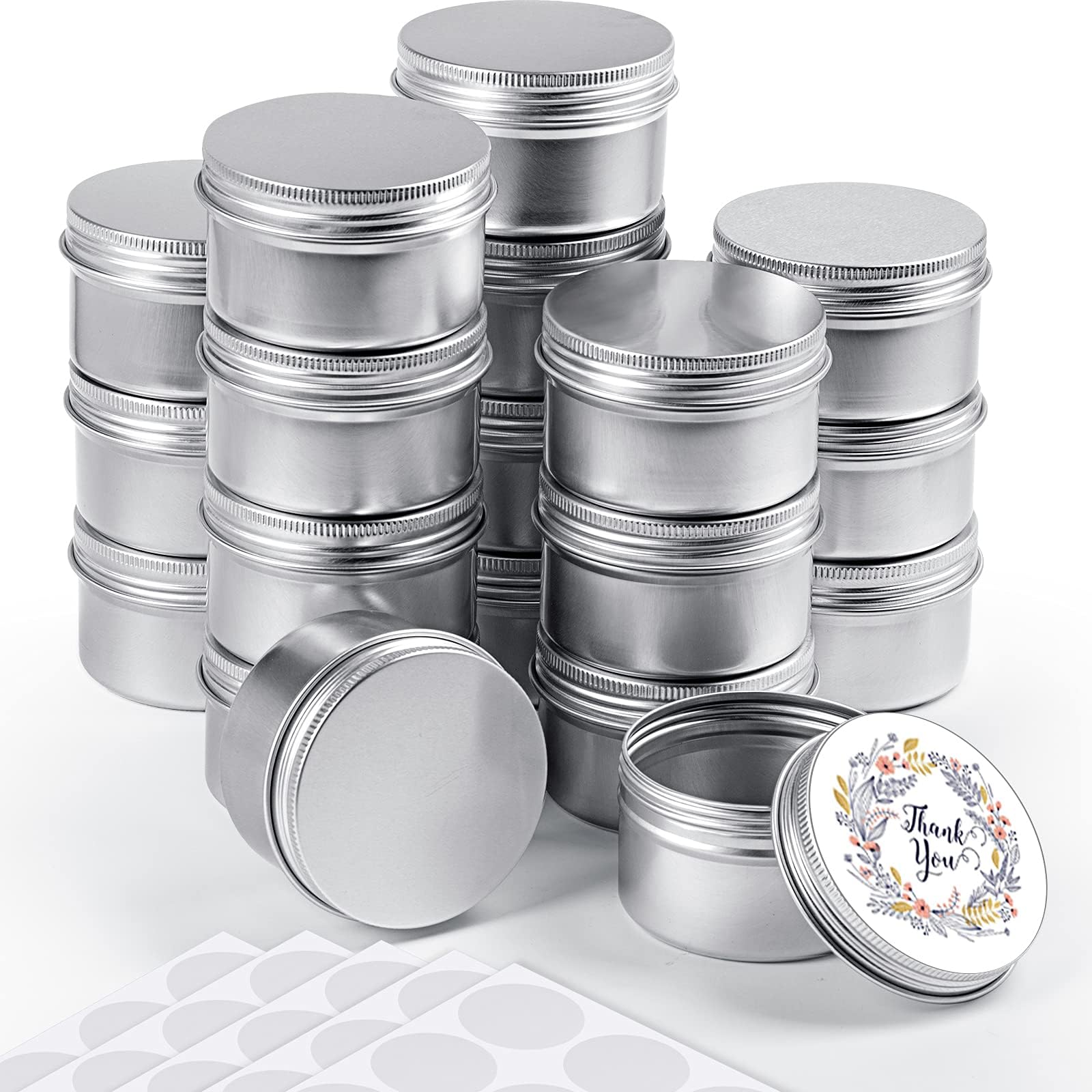 Amazon.com: Patelai 24 Pieces Round Tin Containers 4 oz Metal Cans ...