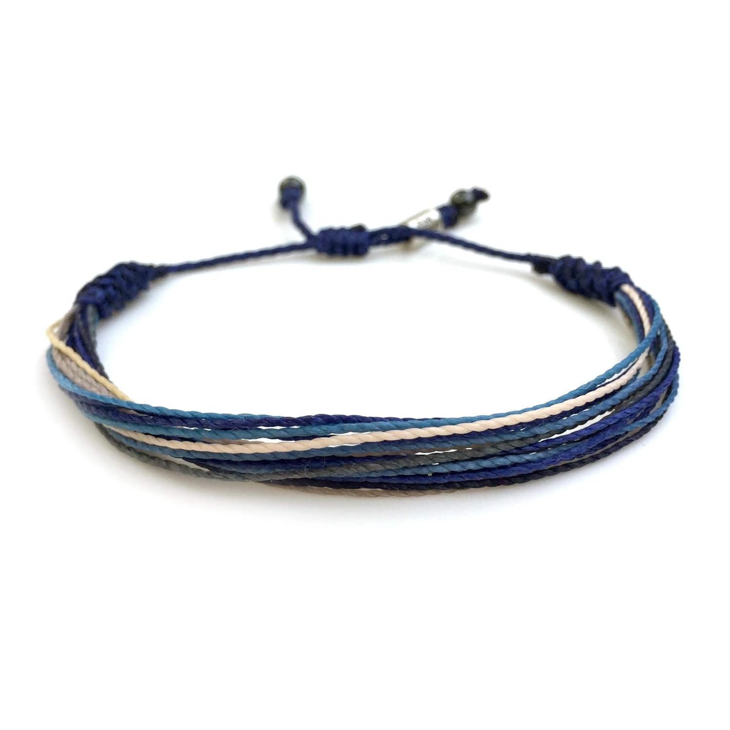 Surfer String Bracelet for Men Blue Gray White w Hematite Stones ...