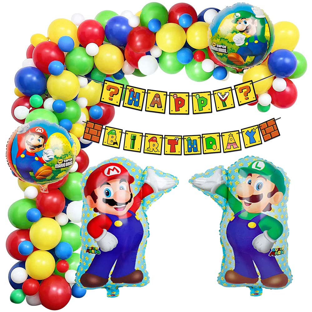 Buy delaimastor Super Mario Balloon Garland Arch Kit Video Game ...