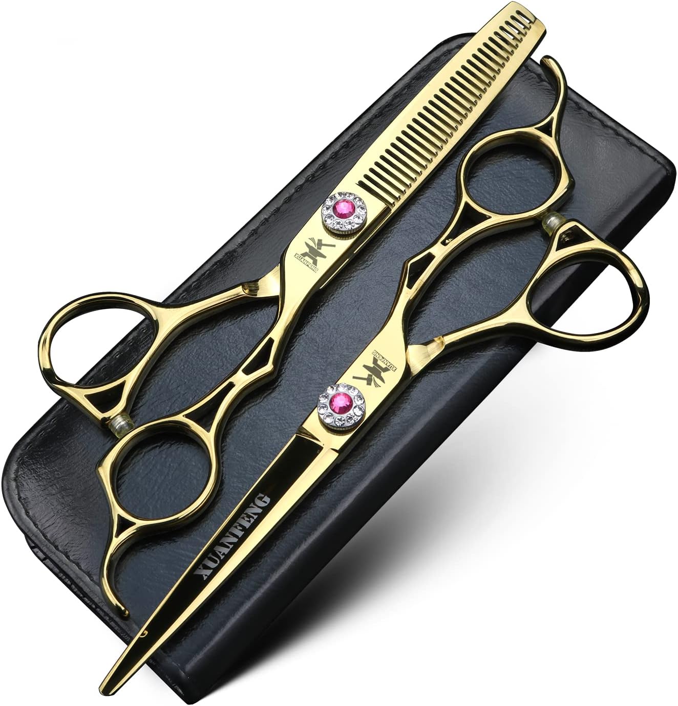 Amazon.com: XUANFENG 6 inch 440C Steel Hollow Handle Hair Scissors ...
