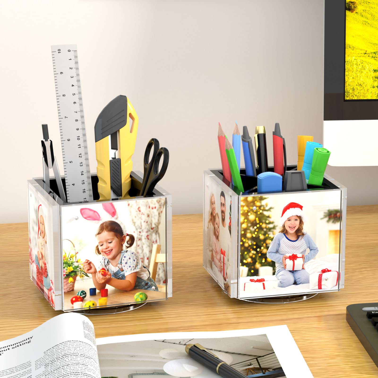Snapklik.com : HIIMIEI Acrylic Rotating Pen Holder For Desk, Pencil ...