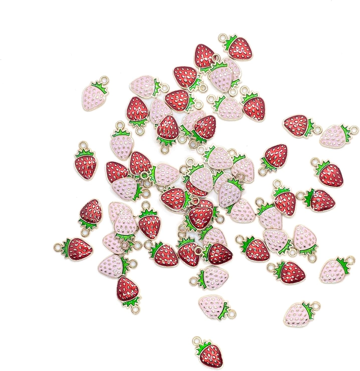 Amazon.com: 60PCS Strawberry Enamel Charms, Cute Alloy Enamel Pendants ...
