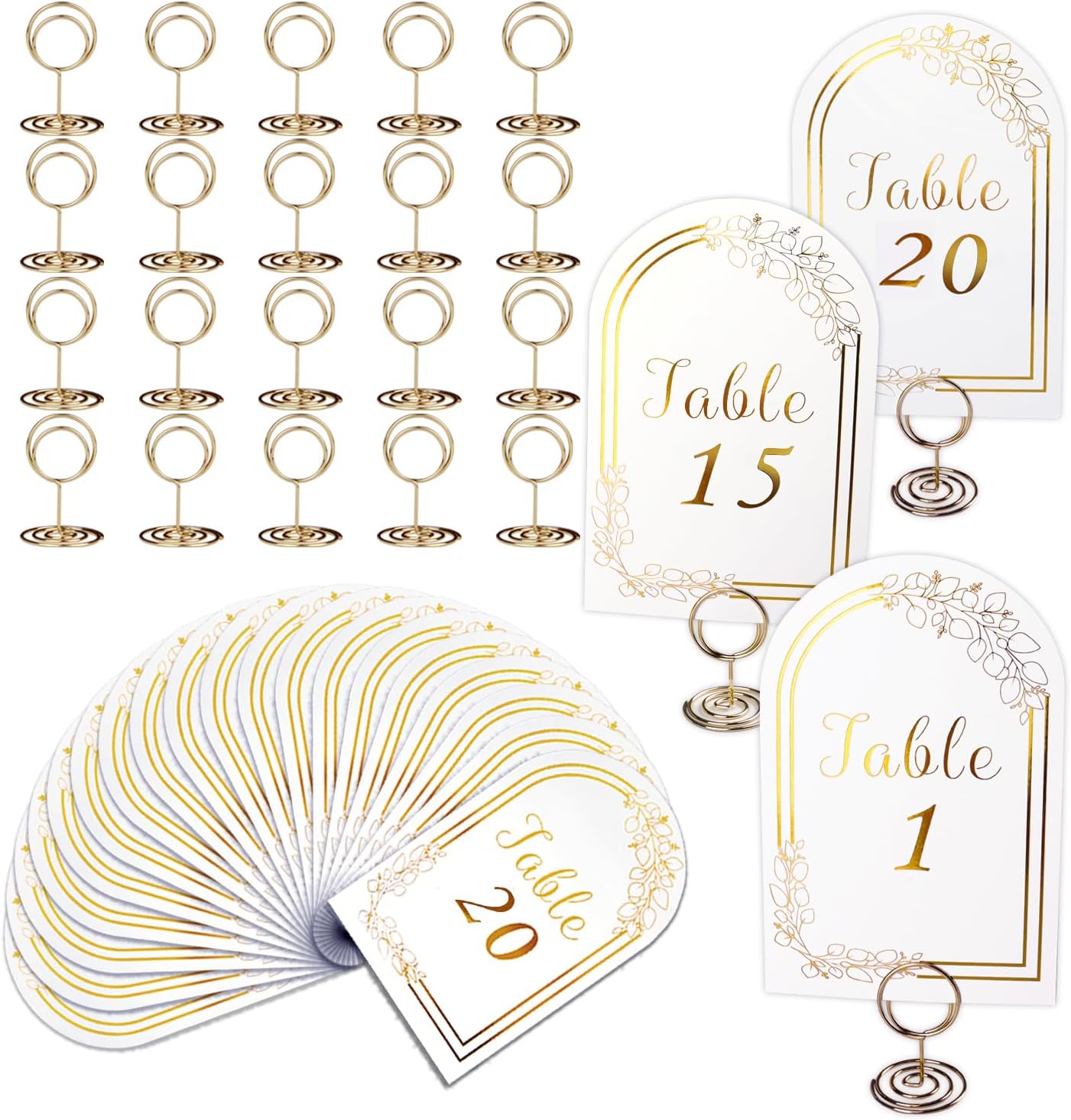 Amazon.com: Wedding Table Numbers 1-20, 20 White Gold Tables Number ...
