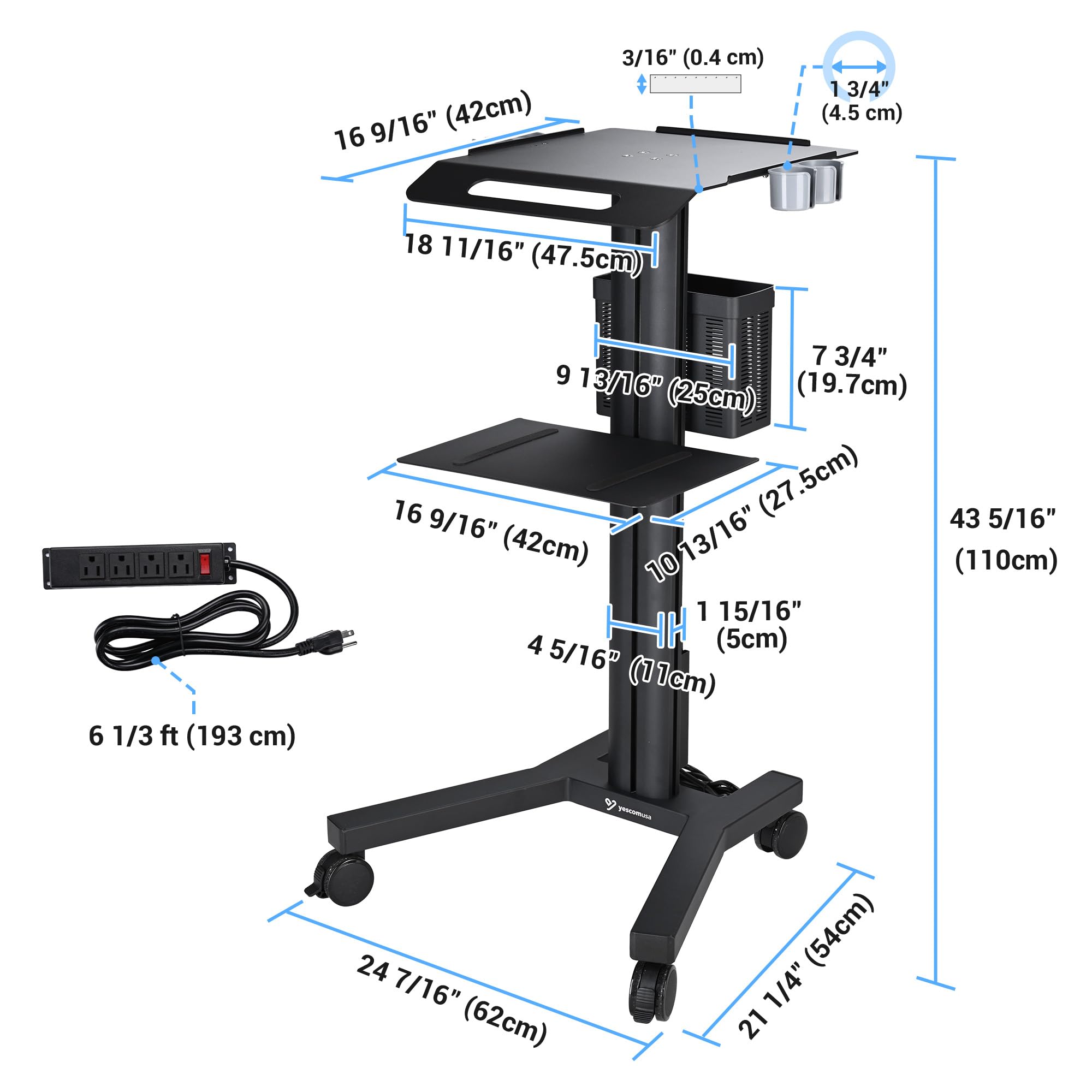 Snapklik.com : AW Mobile Laptop Cart Medical Rolling PC Stand Computer ...