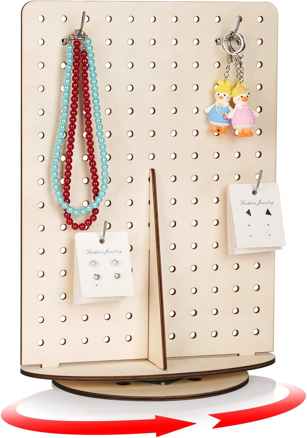 Jitnetiy Pegboard Display Stand Keychain Display Wooden Rotating ...