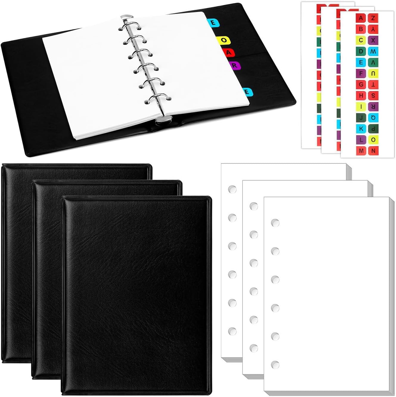 Lot de 3 mini classeurs à 6 anneaux de 7,6 x 12,7 cm, 300 feuilles ...
