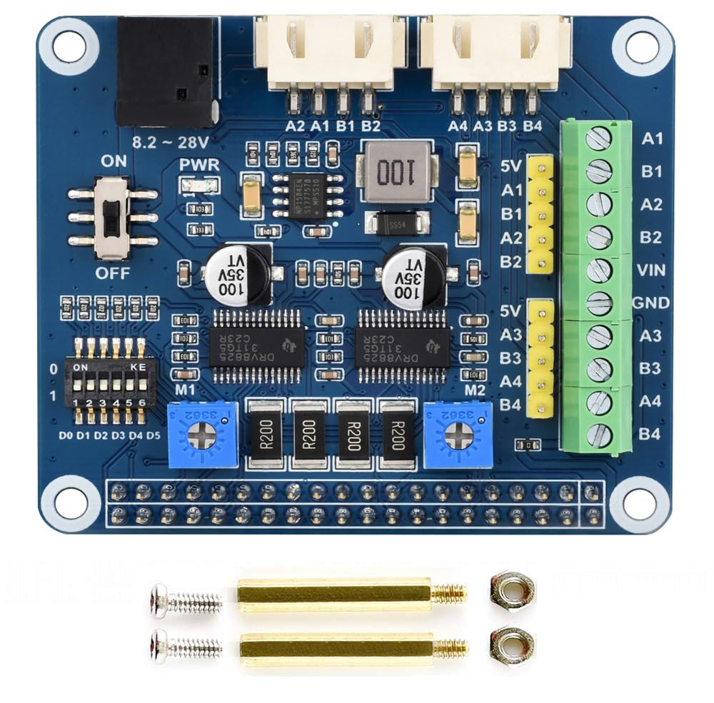 Amazon.com: Stepper Motor HAT Drives Two Stepper Motors Up to 1/32 ...