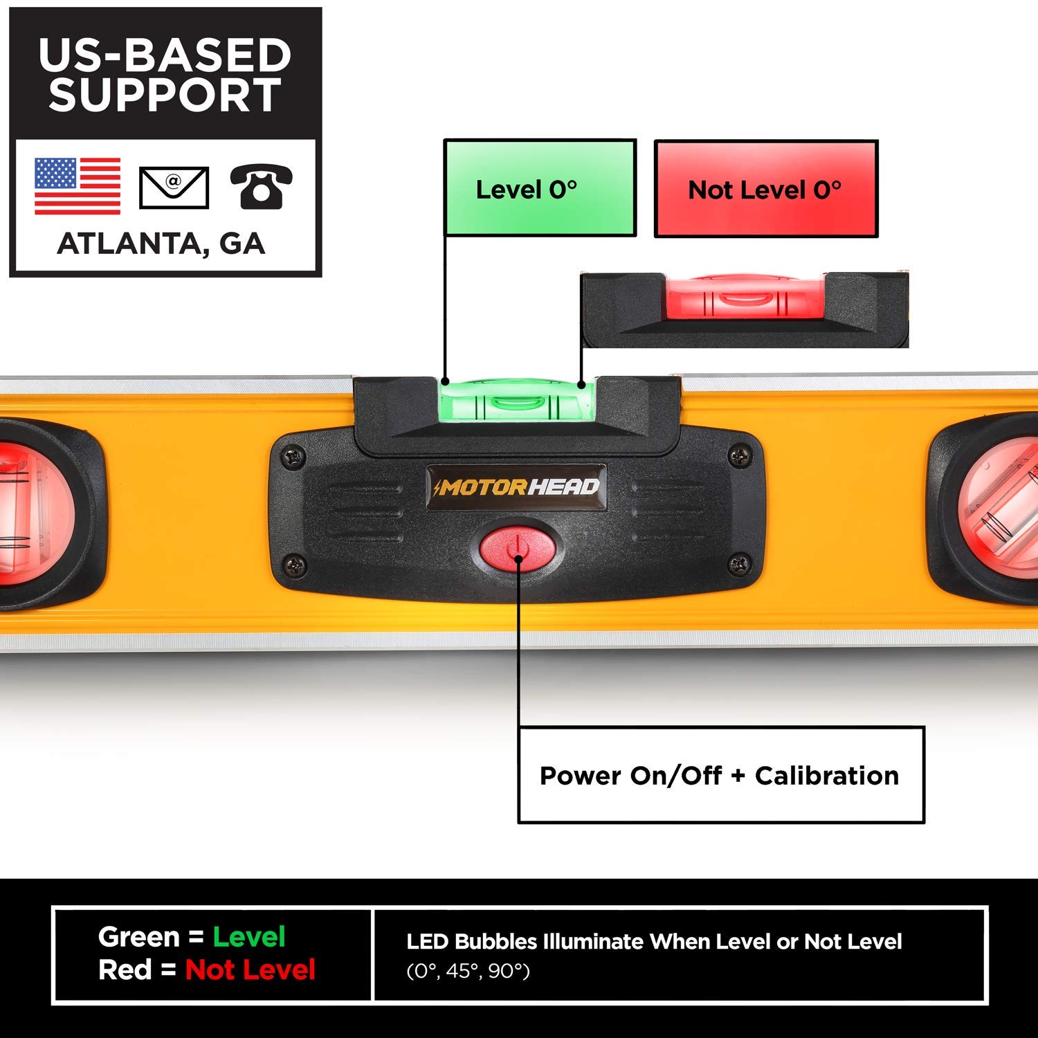 Snapklik.com : 16-Inch 0, 45 & 90 Degree LED Torpedo Level, Water, Dust ...