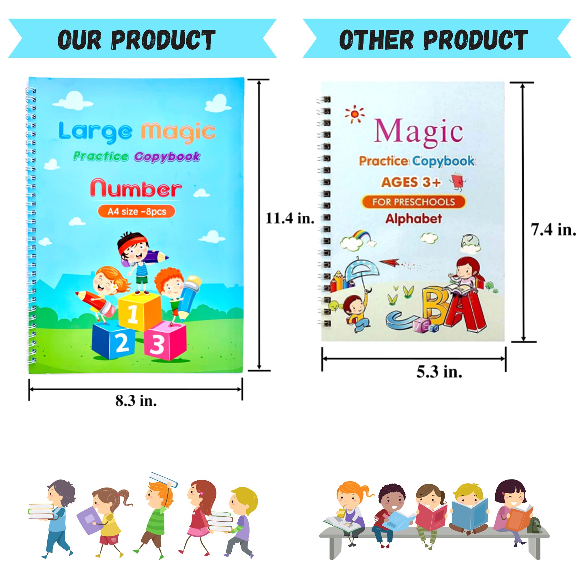 Buy Large Magic Practice Copybook English Cursive Writing Combination ...