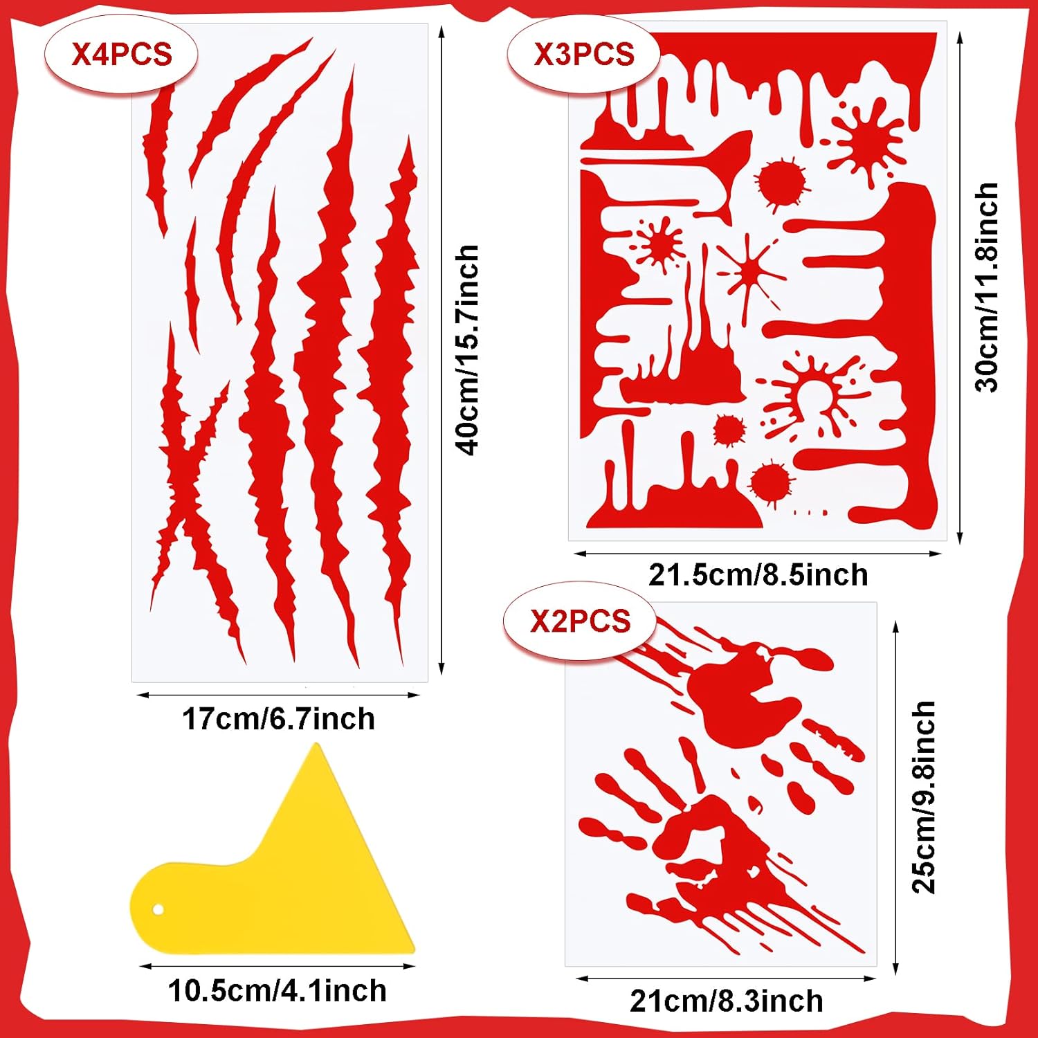 Buy Tallew 9 Sheets Halloween Theme Bleeding Car Stickers with Scraper ...