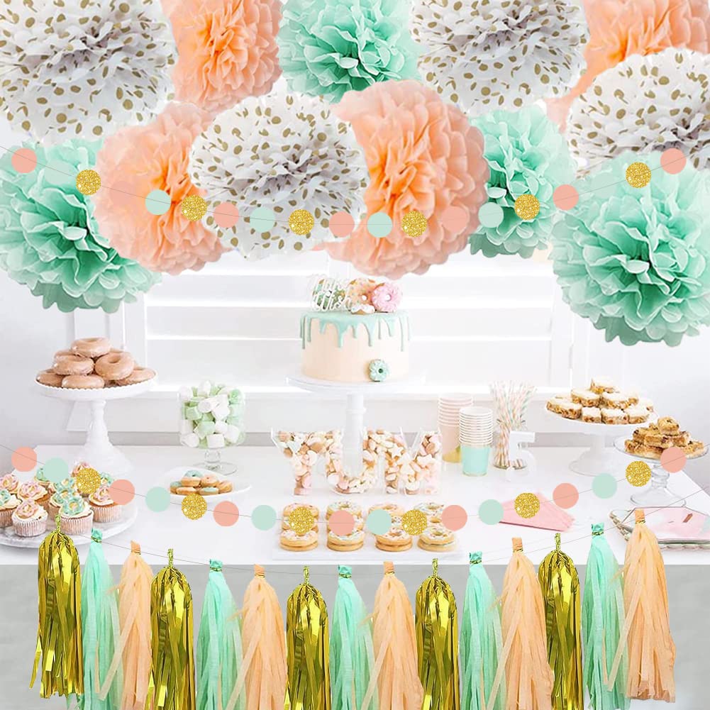 Peach Color Party Decoration Ideas Green Garden Birthday Celebration
