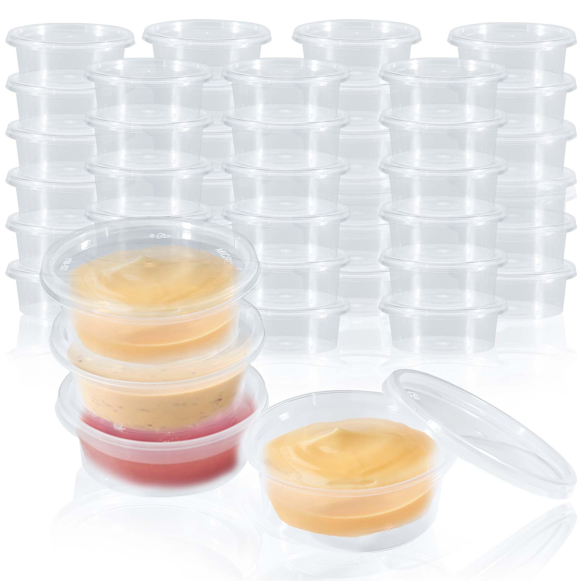WeeGoo 200 Pack 2 oz Pots with Lids Small 2 oz Deli Pot with Lid, Clear ...