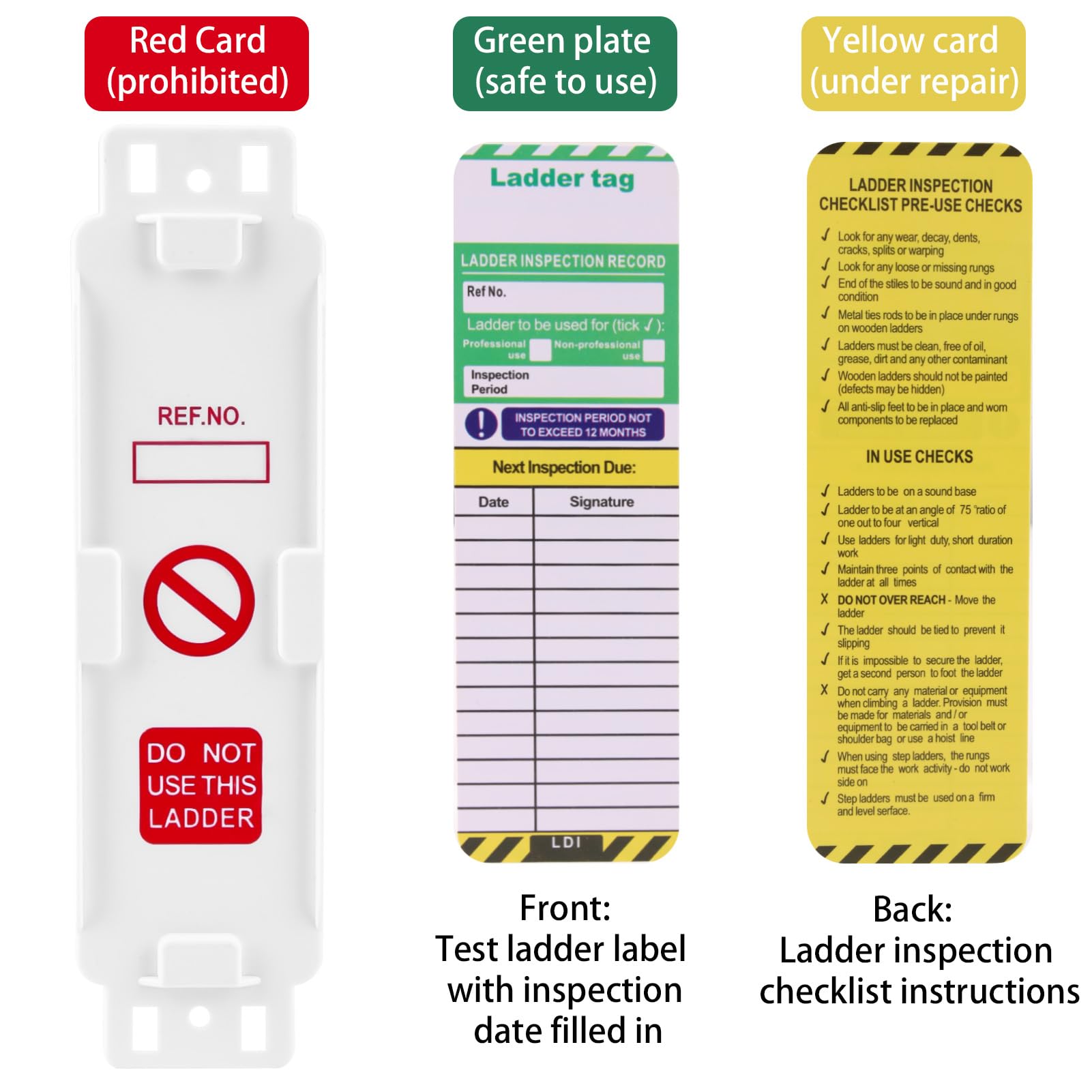 Ladder Tags Weatherproof Safety Inspection Record Kit – 3 Holders and 6 ...