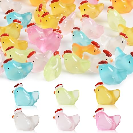 Amazon.com: Hanycon 50PCS Mini Resin Chicken Luminous Mini Chicken ...