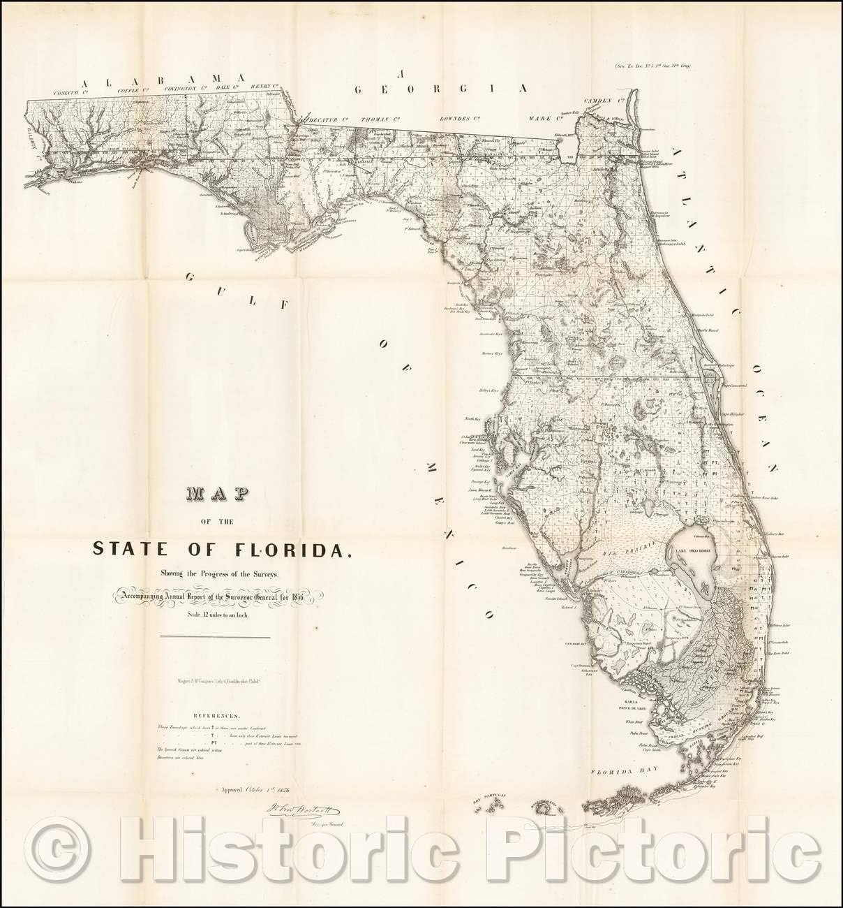 Amazon.com: Historic Map - Map of The State of Florida Showing The ...