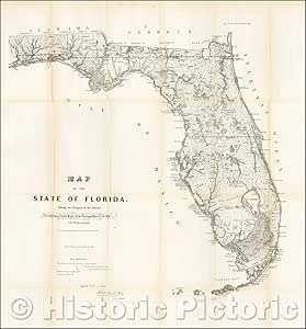 Amazon.com: Historic Map - Map of The State of Florida Showing The ...