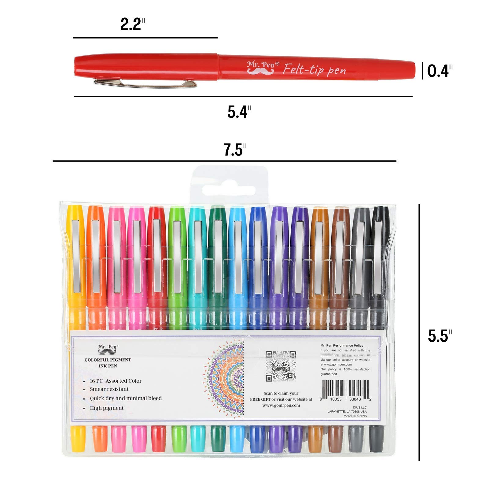 Mr. Pen- Felt Tip Pens, 16 Pack, Colored Felt Tip Pens, Marker Pens ...
