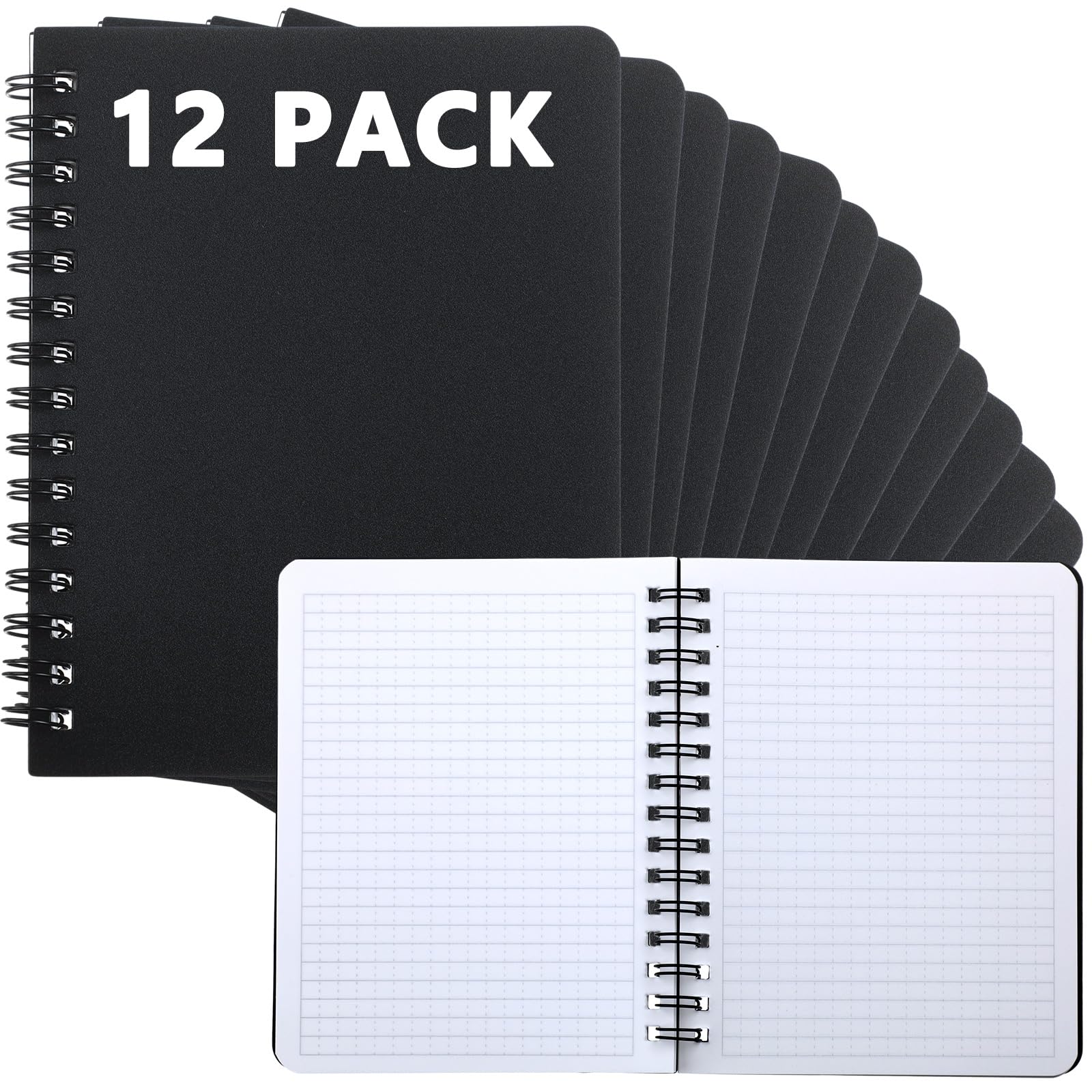 Amazon.com : Qilery 12 Pcs Graph Paper Waterproof Notebook Spiral 4 x 6 ...